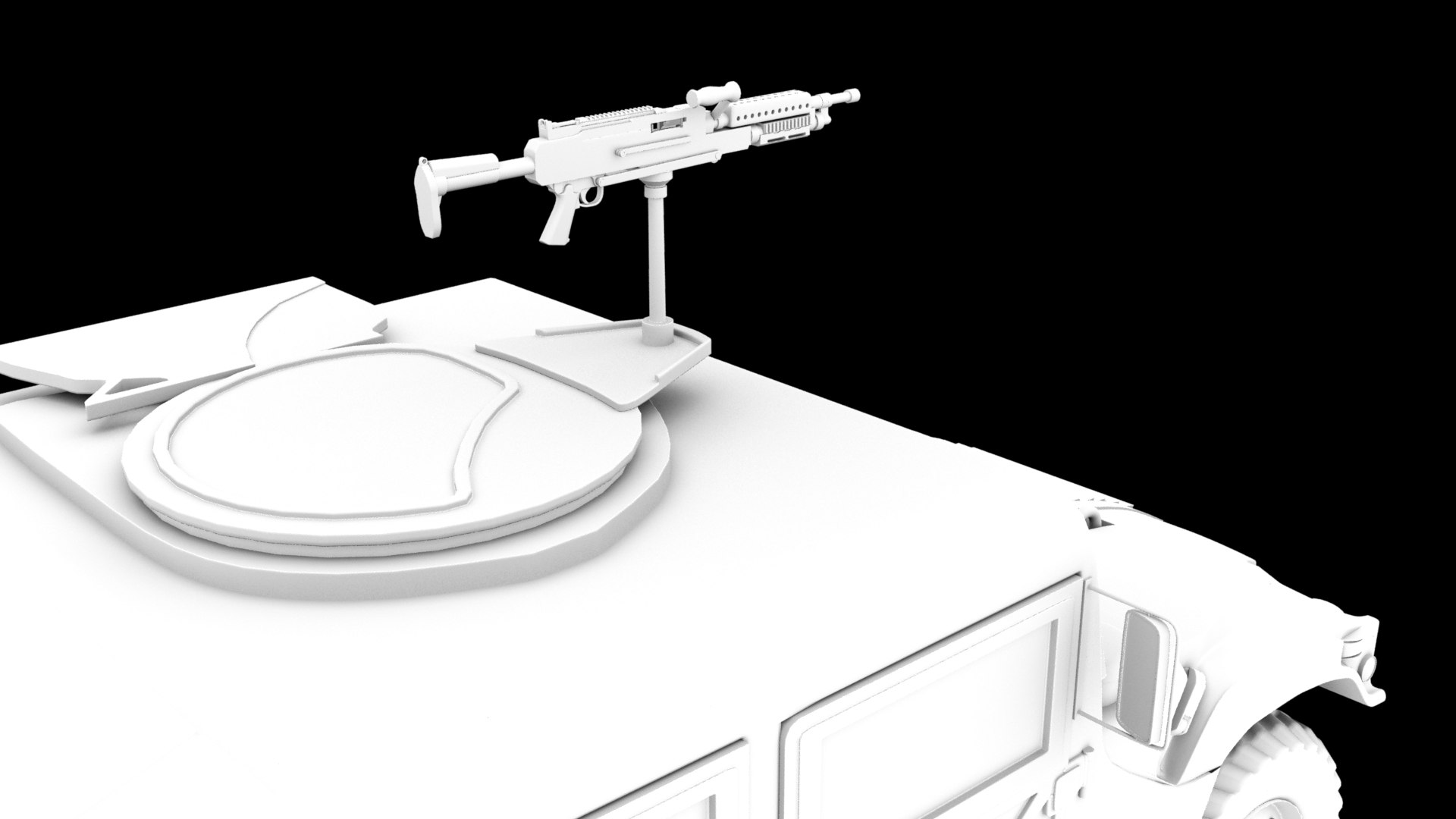 3d Military Humvee Machine Gun Model