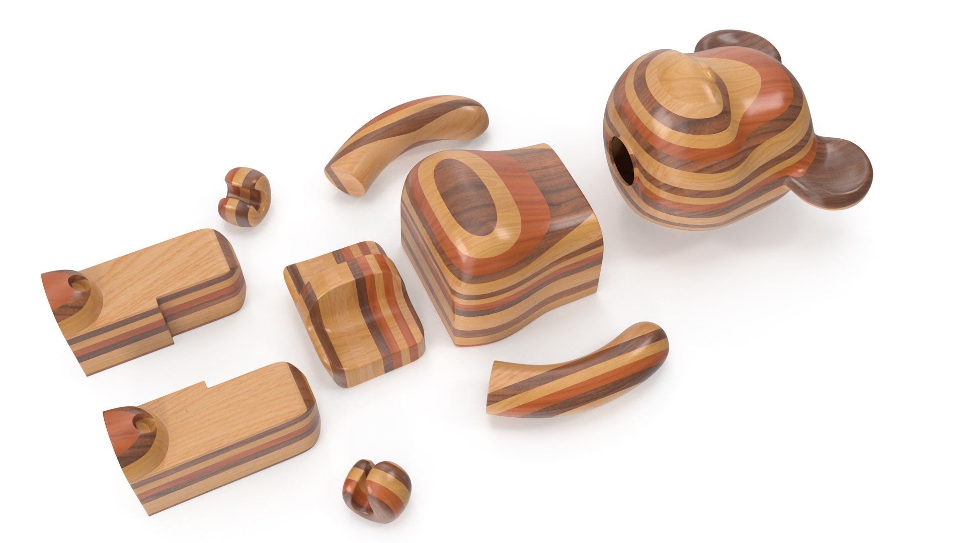 3D Bearbrick Karimoku Layered Wood - TurboSquid 2271596