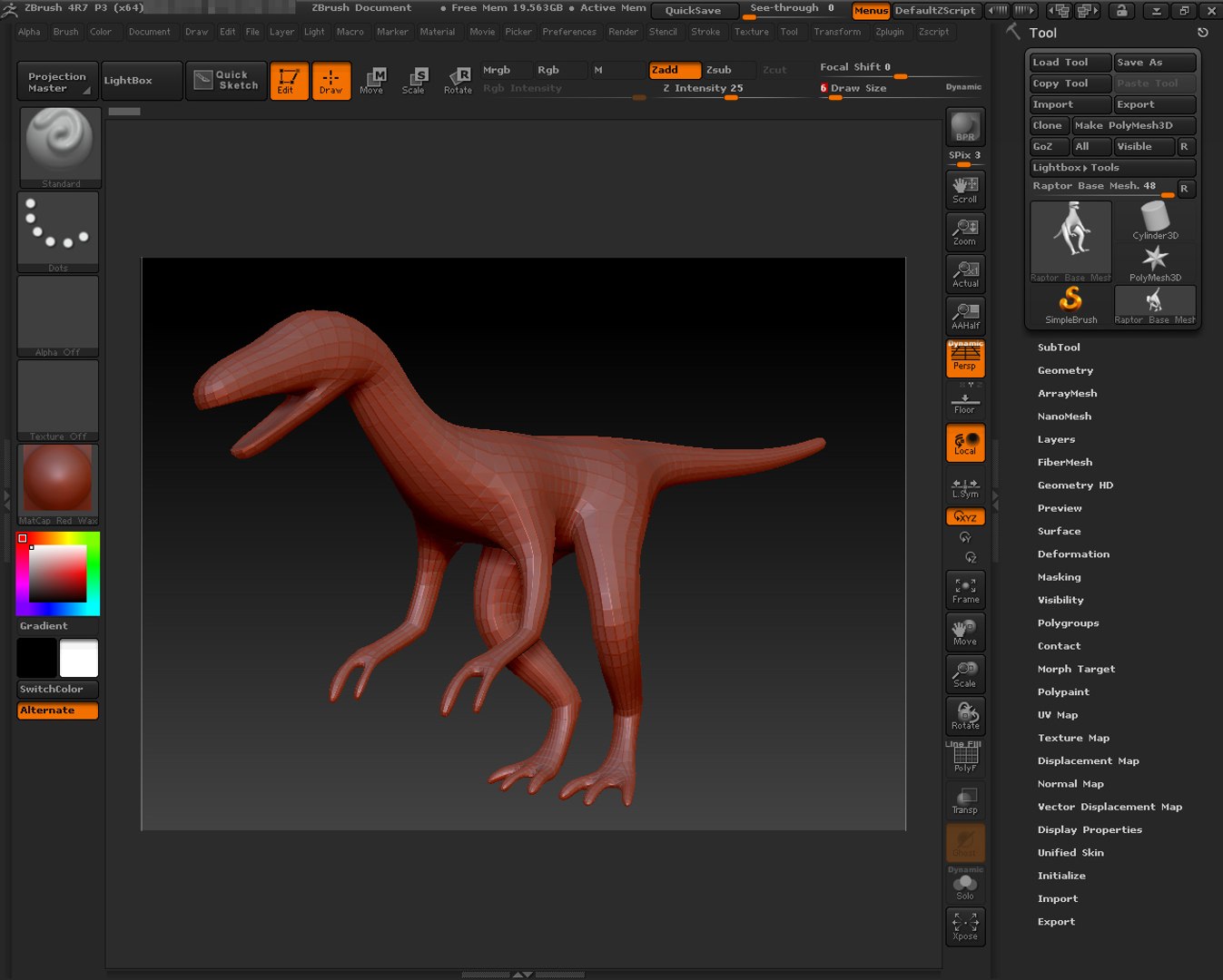 Raptor Base Mesh 3ds