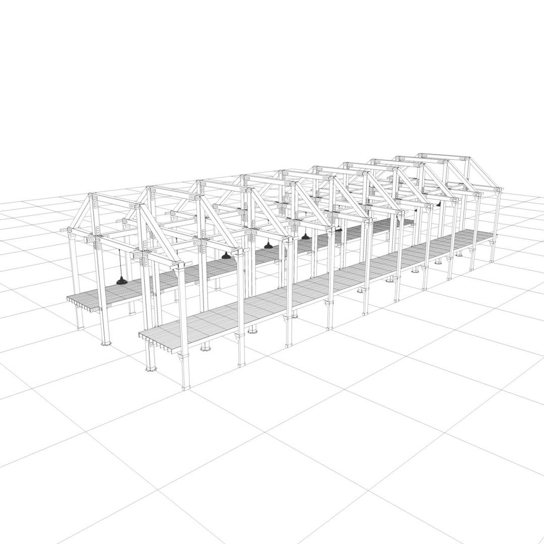 3d Industrial Building Warehouse Architecture Model