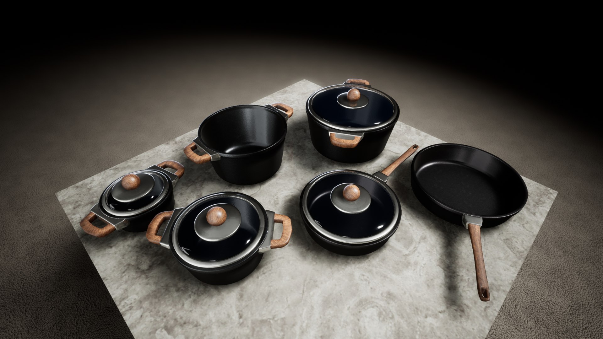 Pots Pans Set 3D Model - TurboSquid 1364739