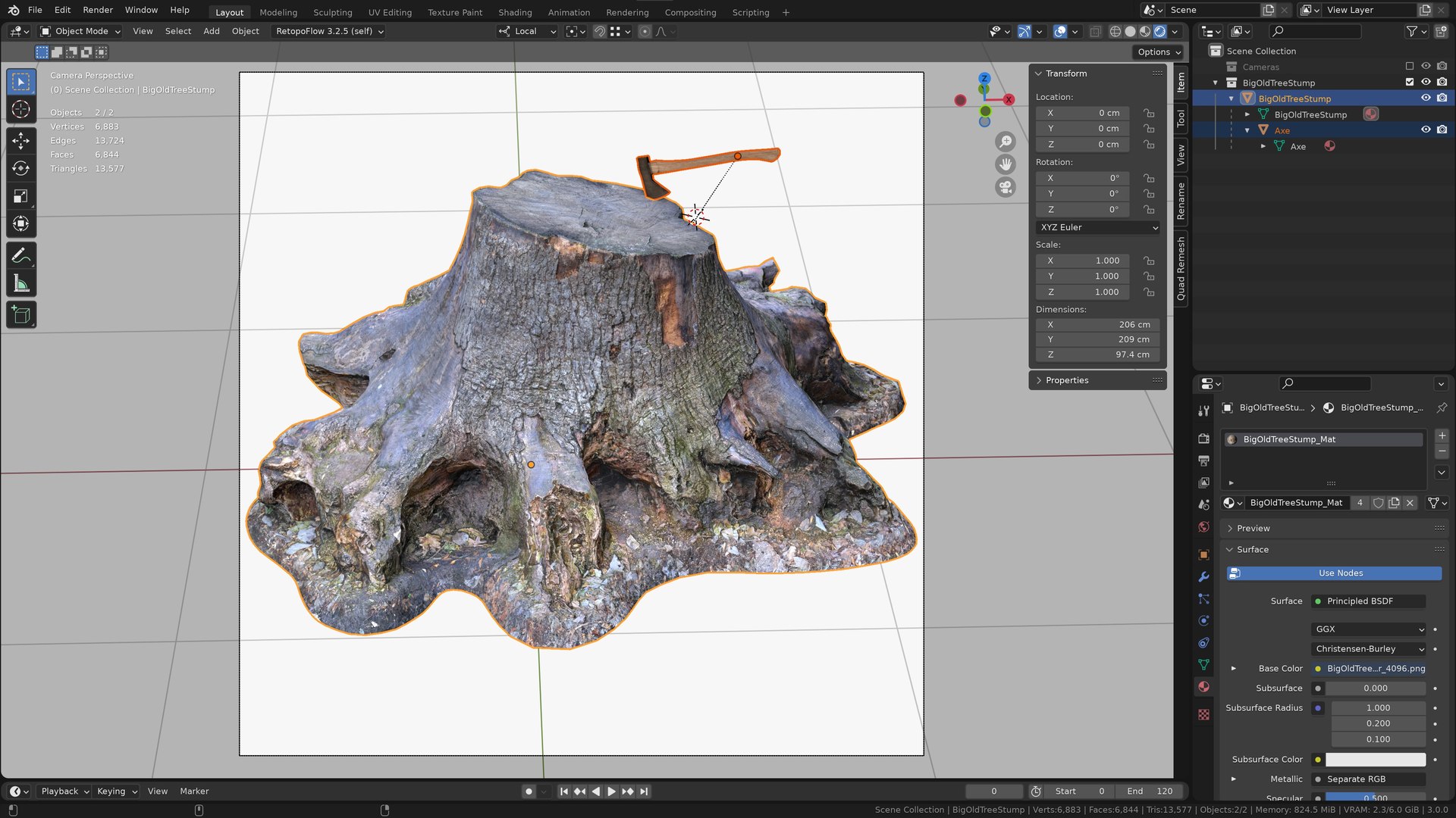 3D Big Old Tree Stump - Game Asset Model - TurboSquid 1847897