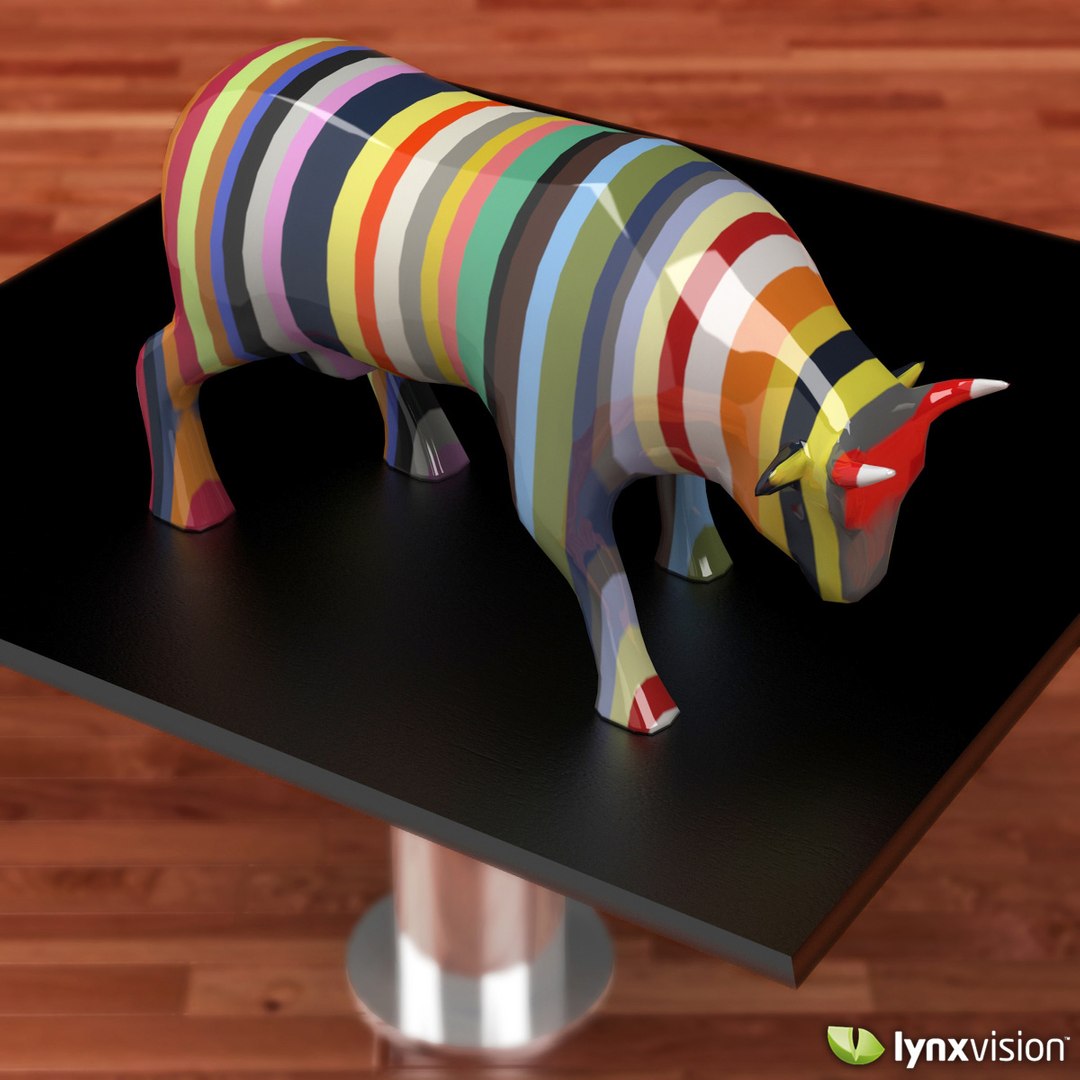 Porcelain Multi-color Cow Sculpture 3d Model
