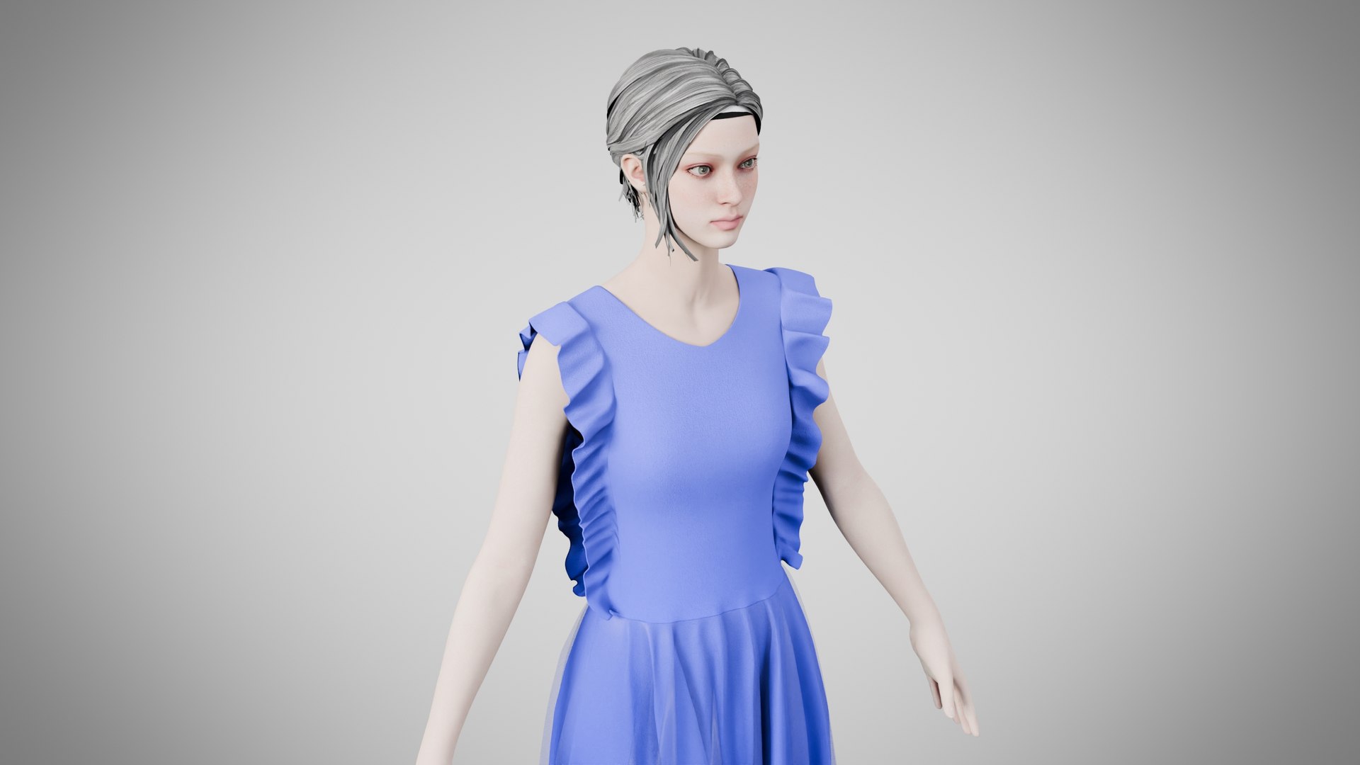 3D Dress 20 Very Light Blue - TurboSquid 2469414