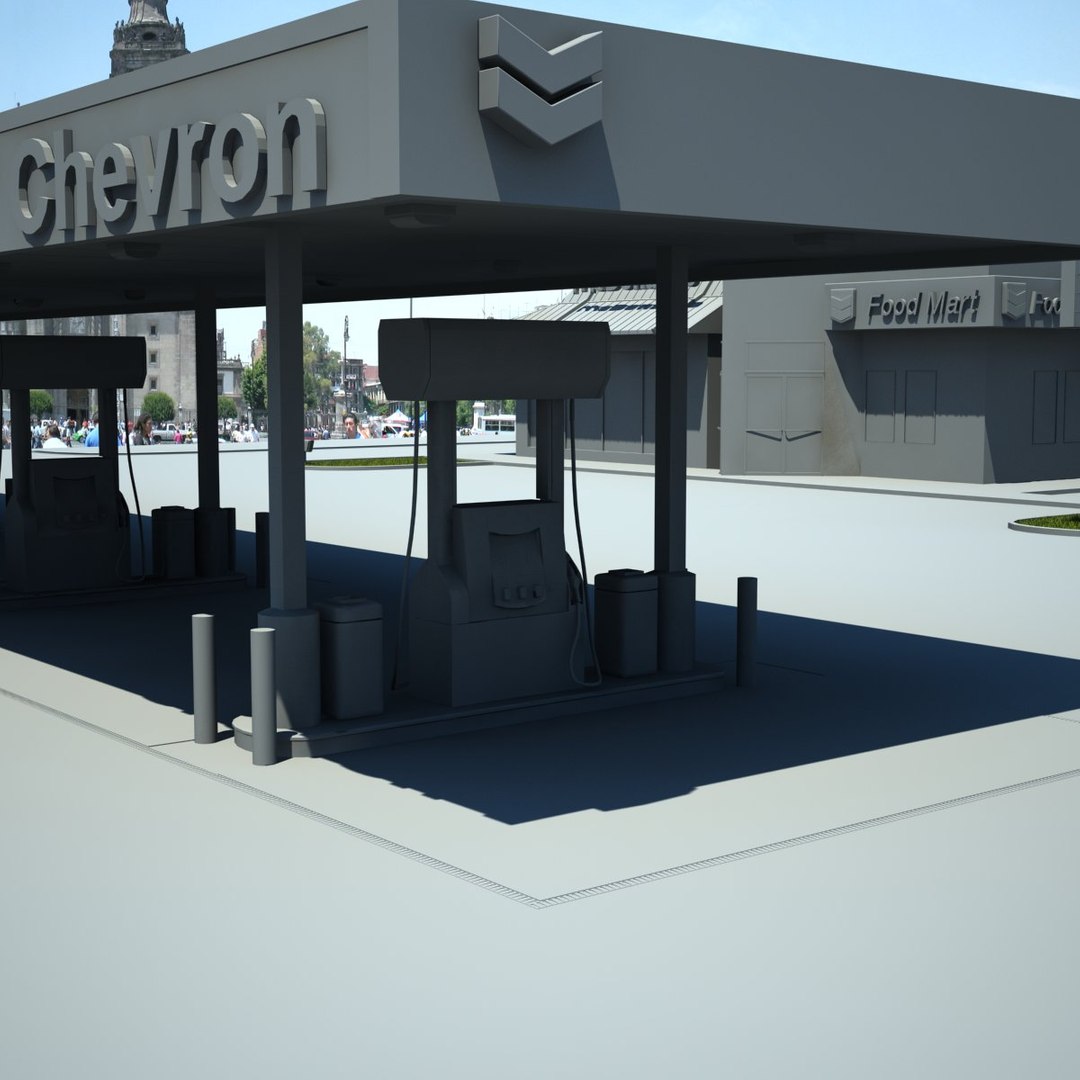 Gas Station Chevron 3d Model