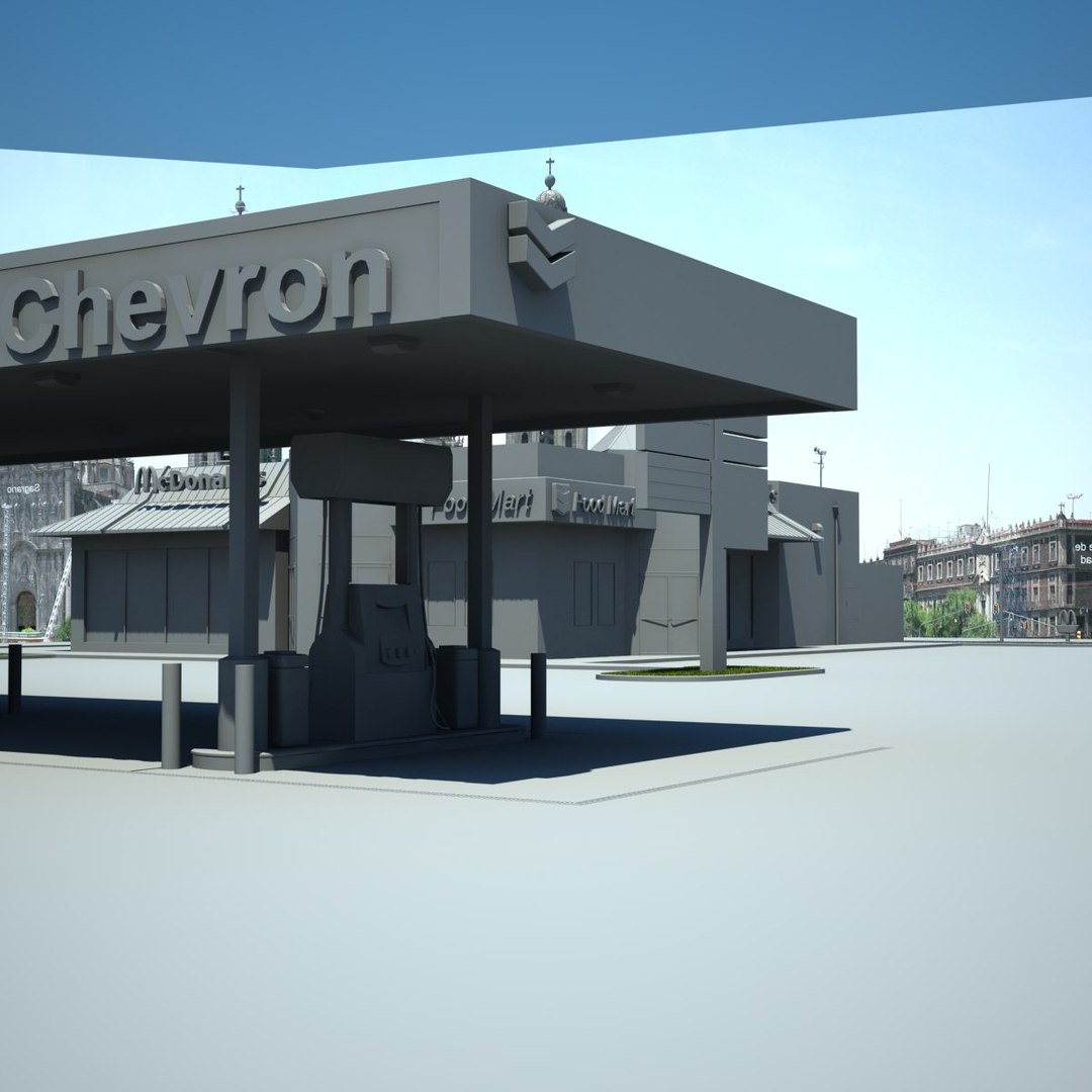 Gas Station Chevron 3d Model