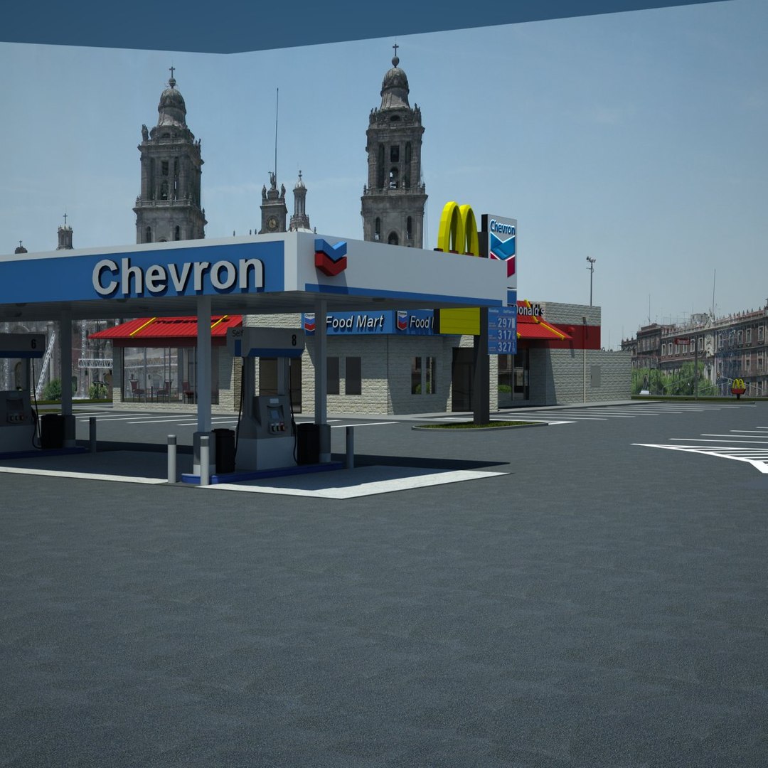 Gas Station Chevron 3d Model