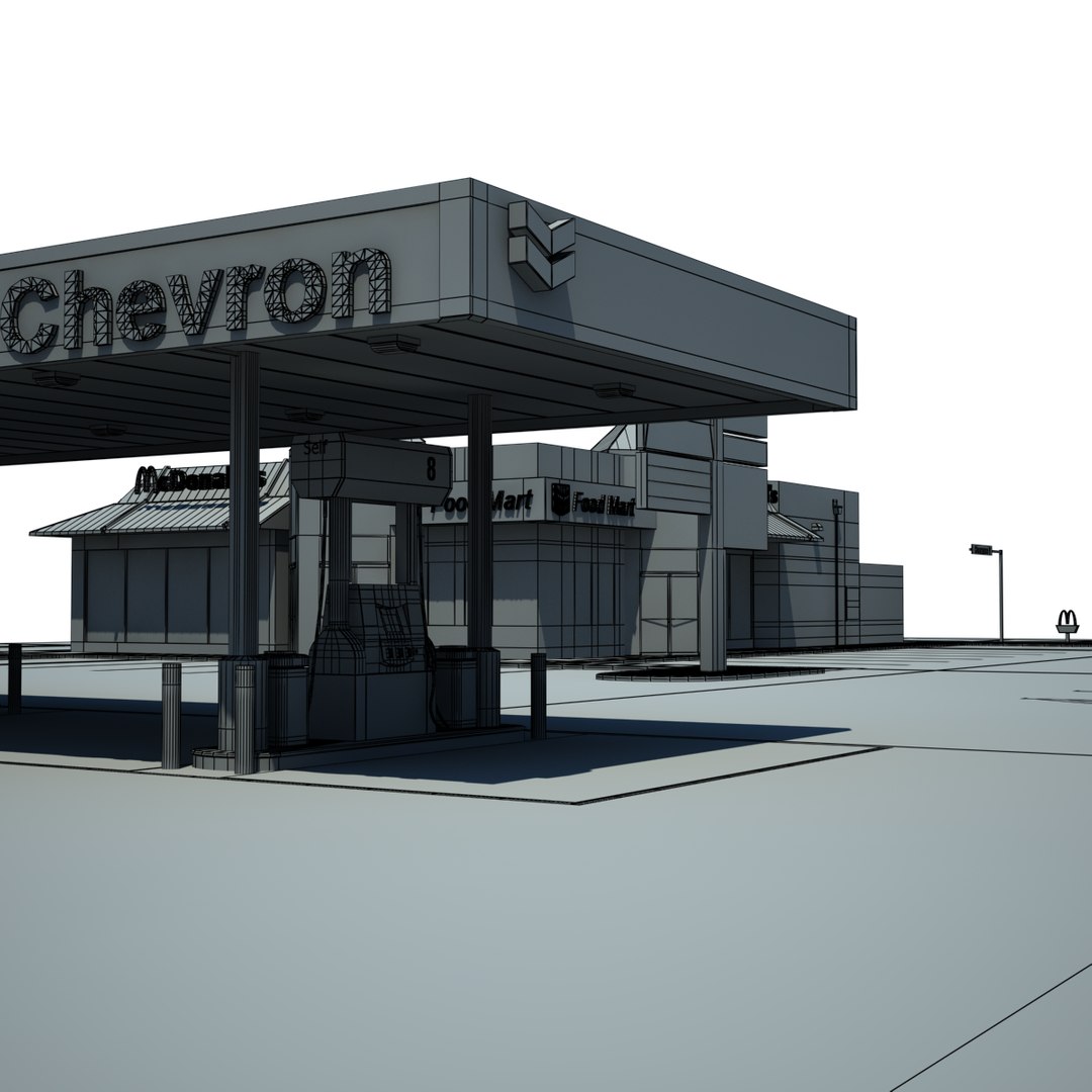 Gas Station Chevron 3d Model