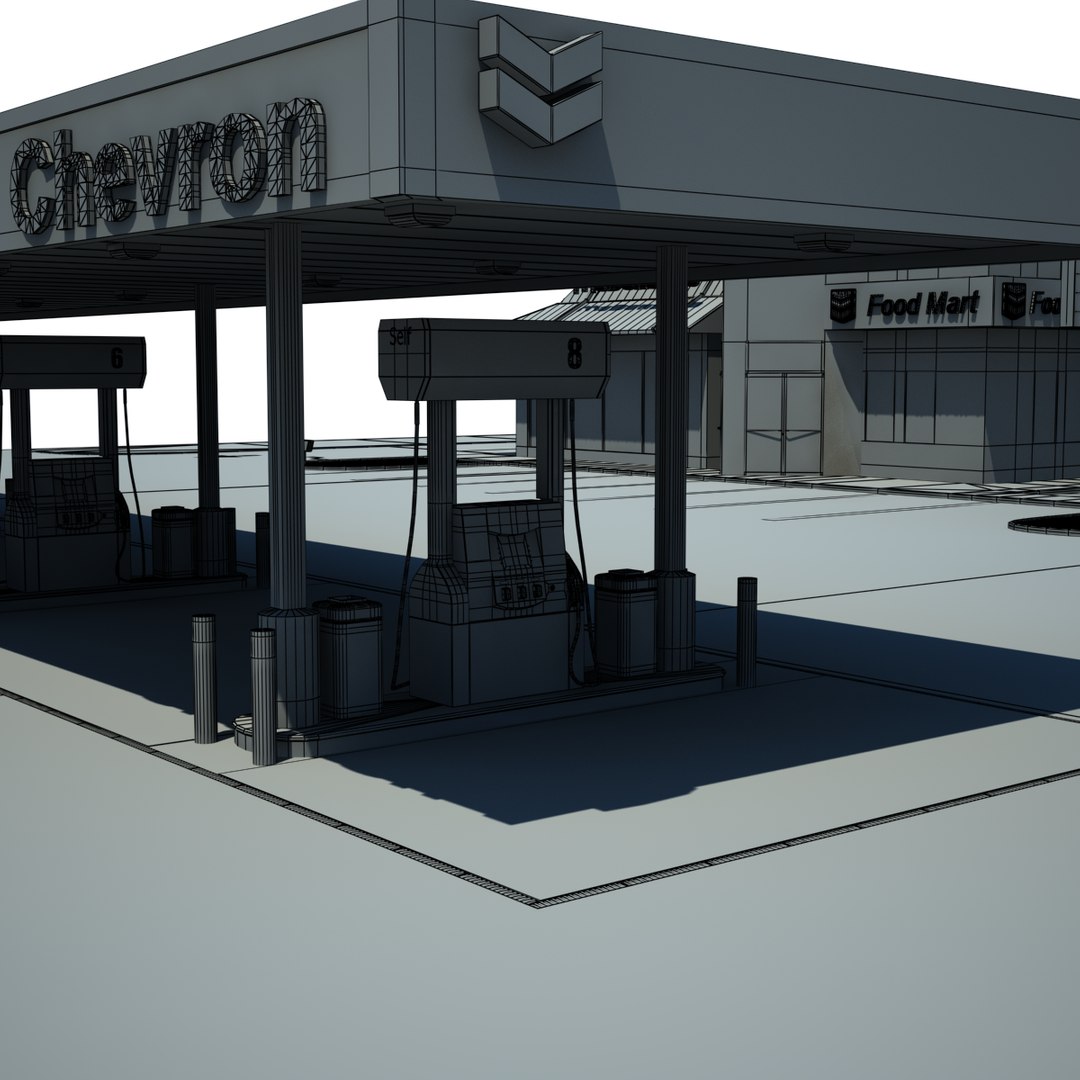 Gas Station Chevron 3d Model