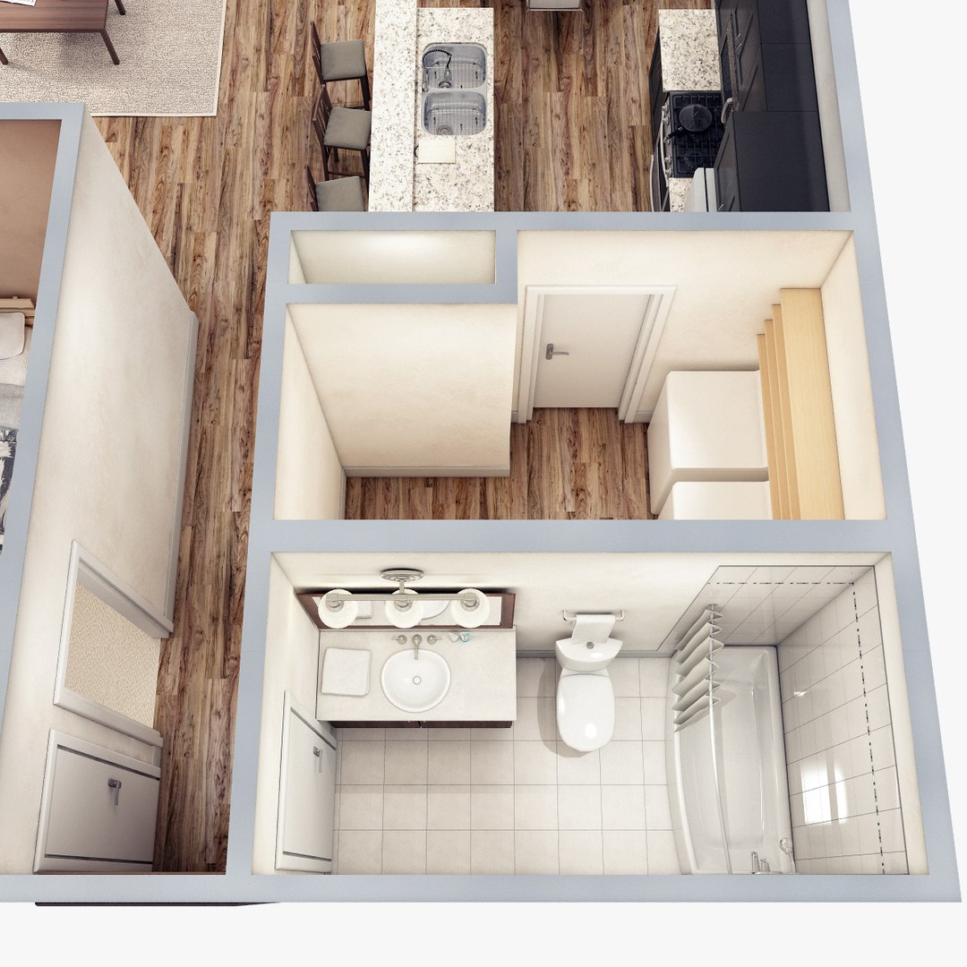 3d lights floor plan scene model