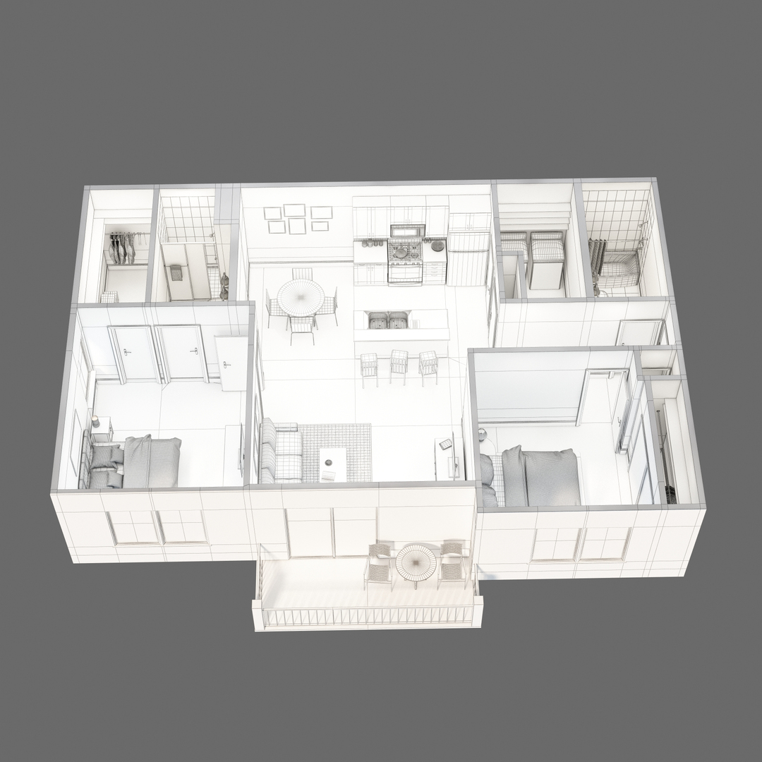 3d lights floor plan scene model