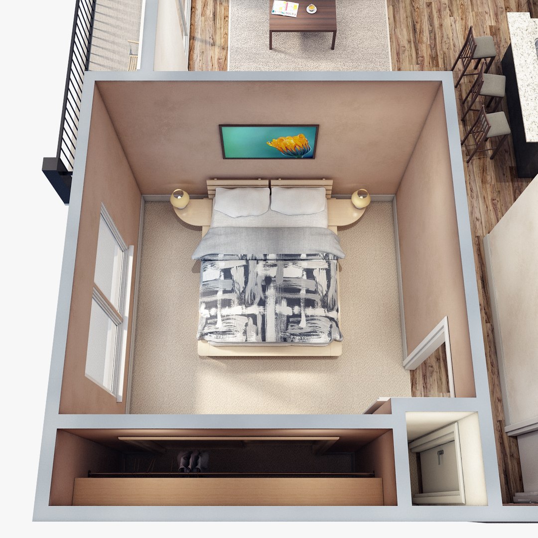 3d lights floor plan scene model