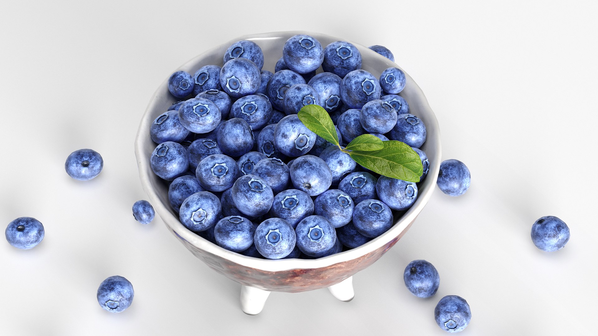3D Blueberries In A Bowl - TurboSquid 2122448