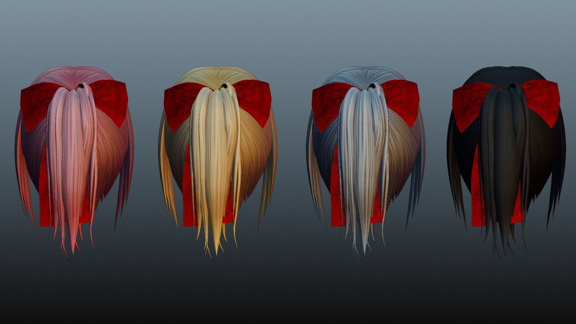 Female Hair Low Poly 4 Colors Model - TurboSquid 2140650