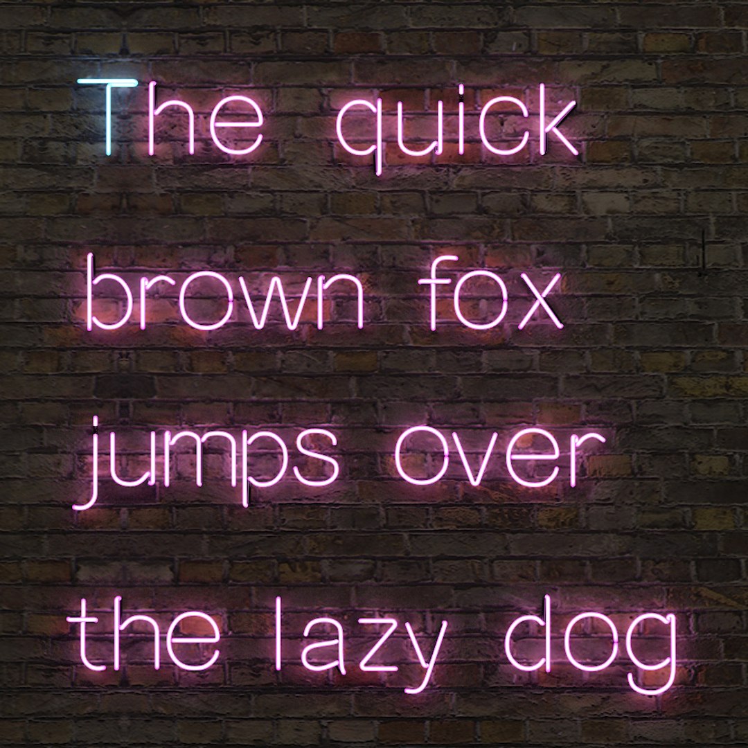 neon lighting alphabet letters 3d max