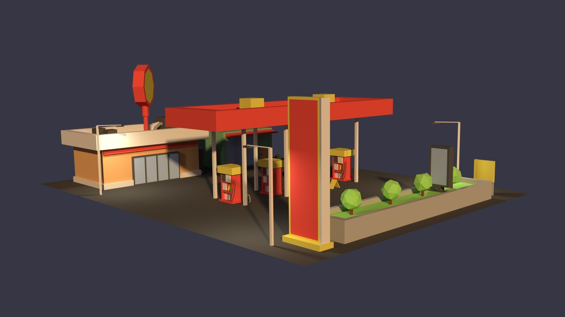 3D Filling Station Gas Model - TurboSquid 1189061