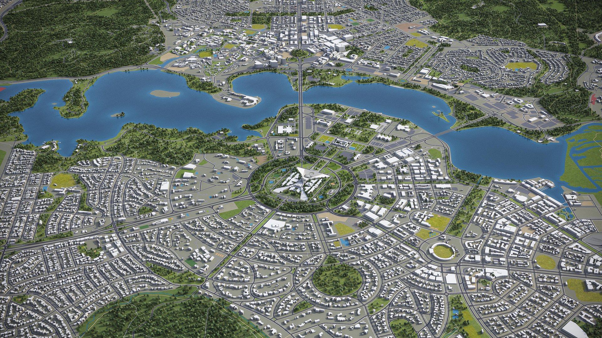 3D City Canberra Surrounding - - TurboSquid 1408851