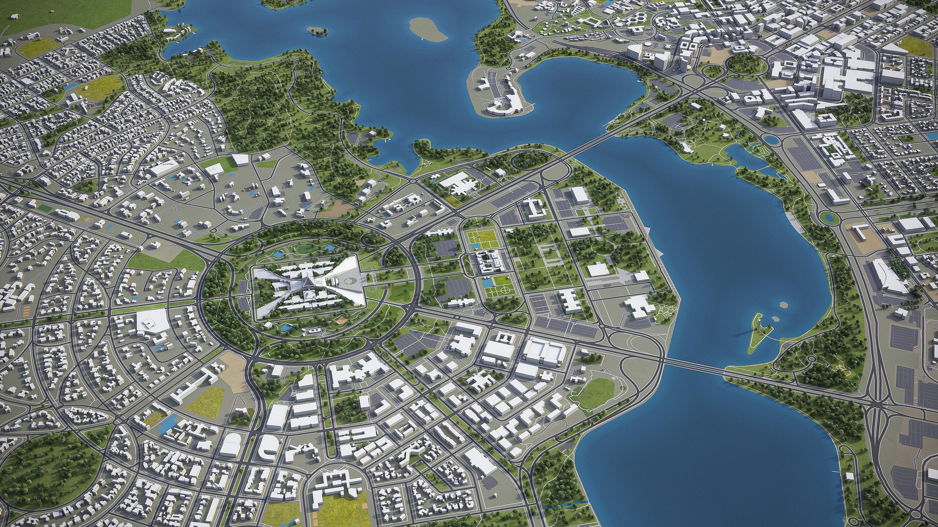3D City Canberra Surrounding - - TurboSquid 1408851