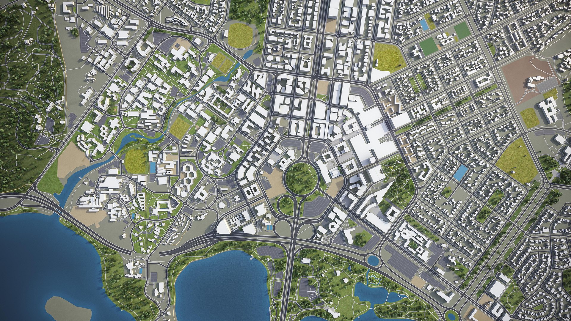 3D City Canberra Surrounding - - TurboSquid 1408851