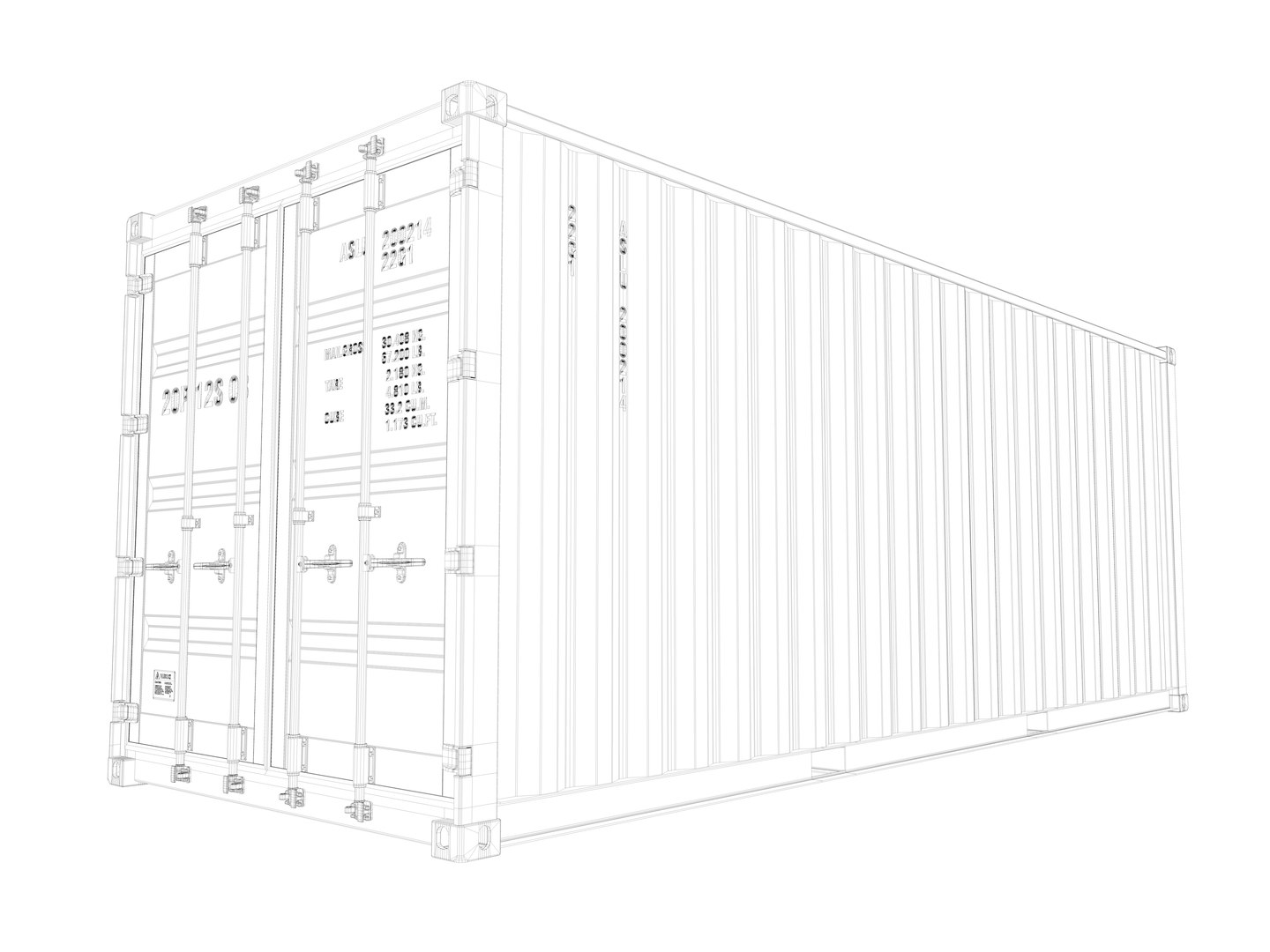 20 Ft ISO Container Detailed 3D Model - TurboSquid 2127617