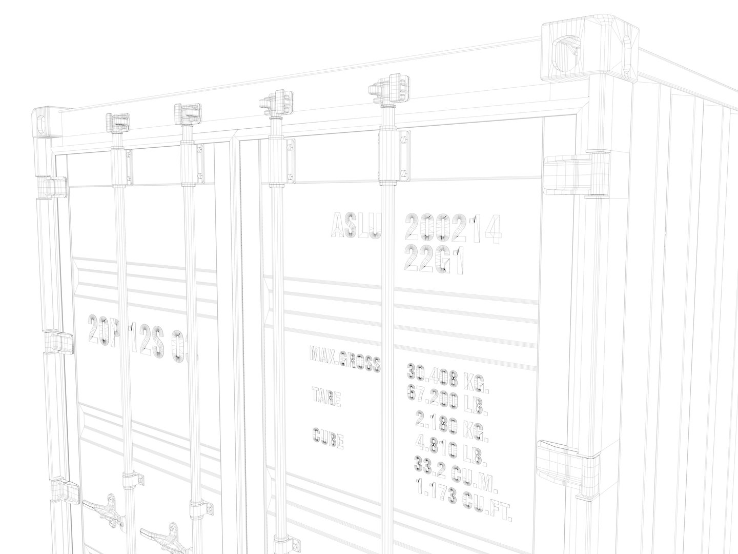 20 Ft ISO Container Detailed 3D Model - TurboSquid 2127617