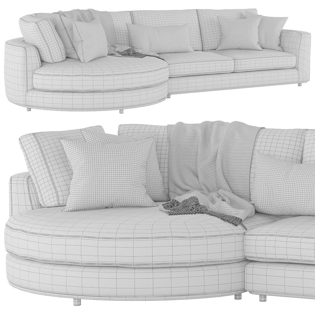Hamilton Round Chaise Sectional Sofa Model - TurboSquid 2198631
