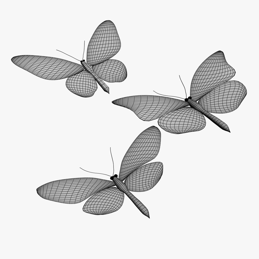 Colorful Butterflies 3d Model
