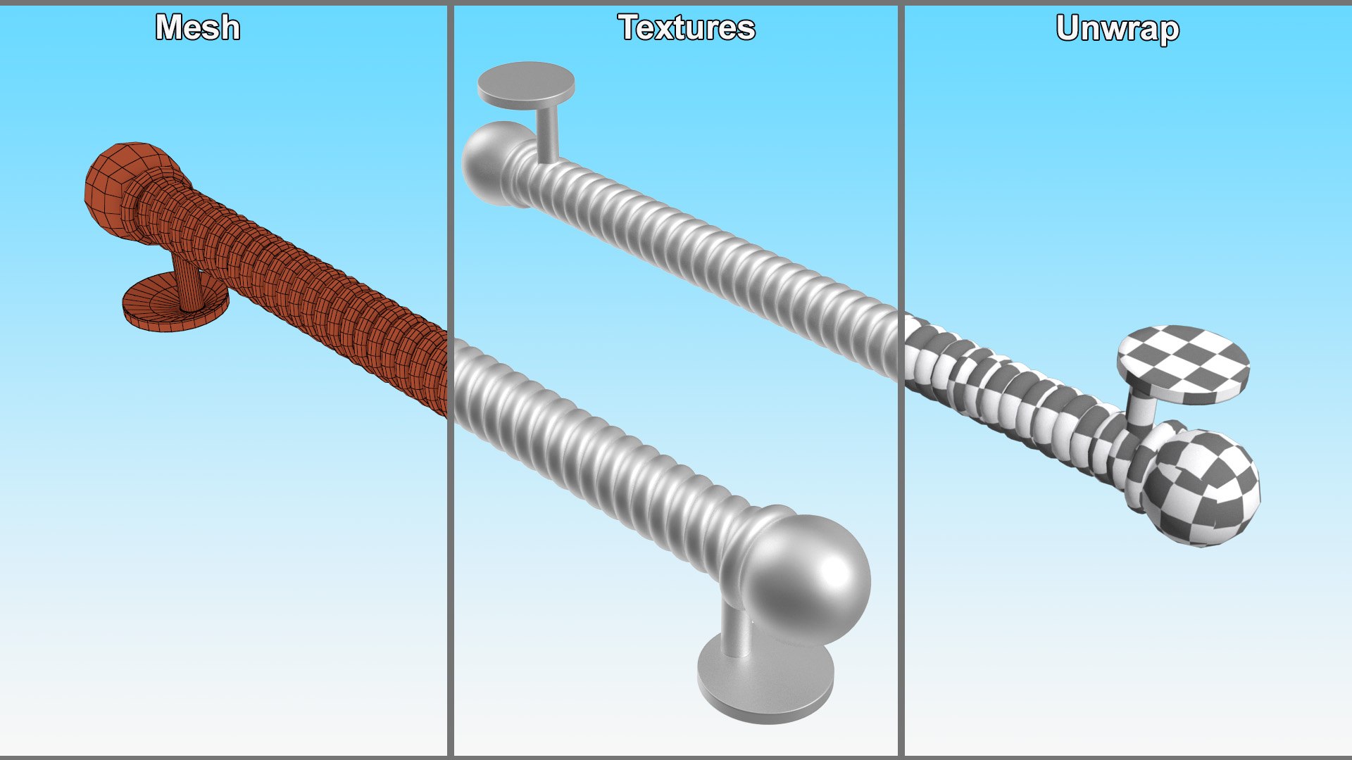 3D Spiral Door Handle Metal - TurboSquid 2244918