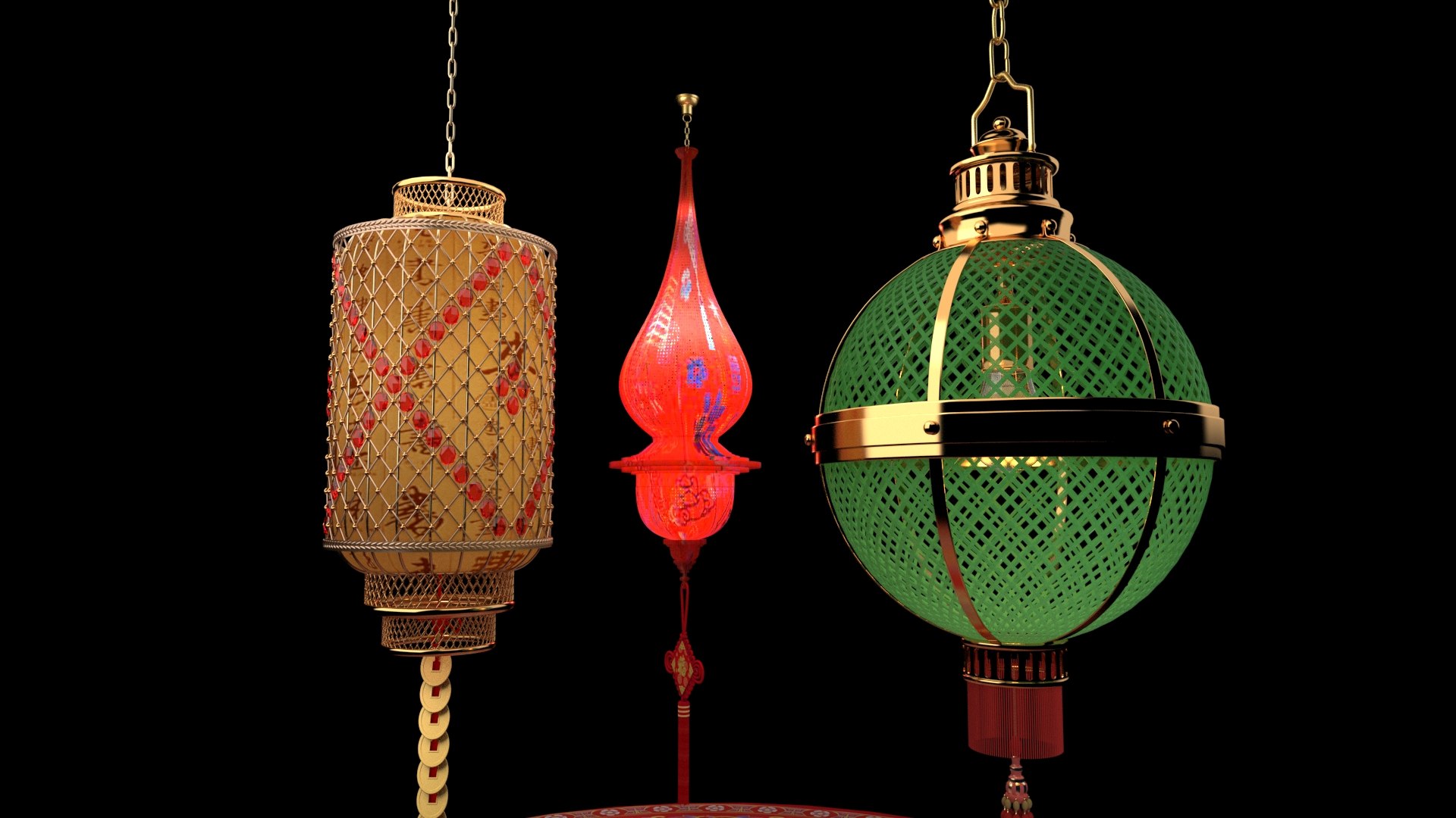 3D Model Chinese Red Lantern - TurboSquid 2492804