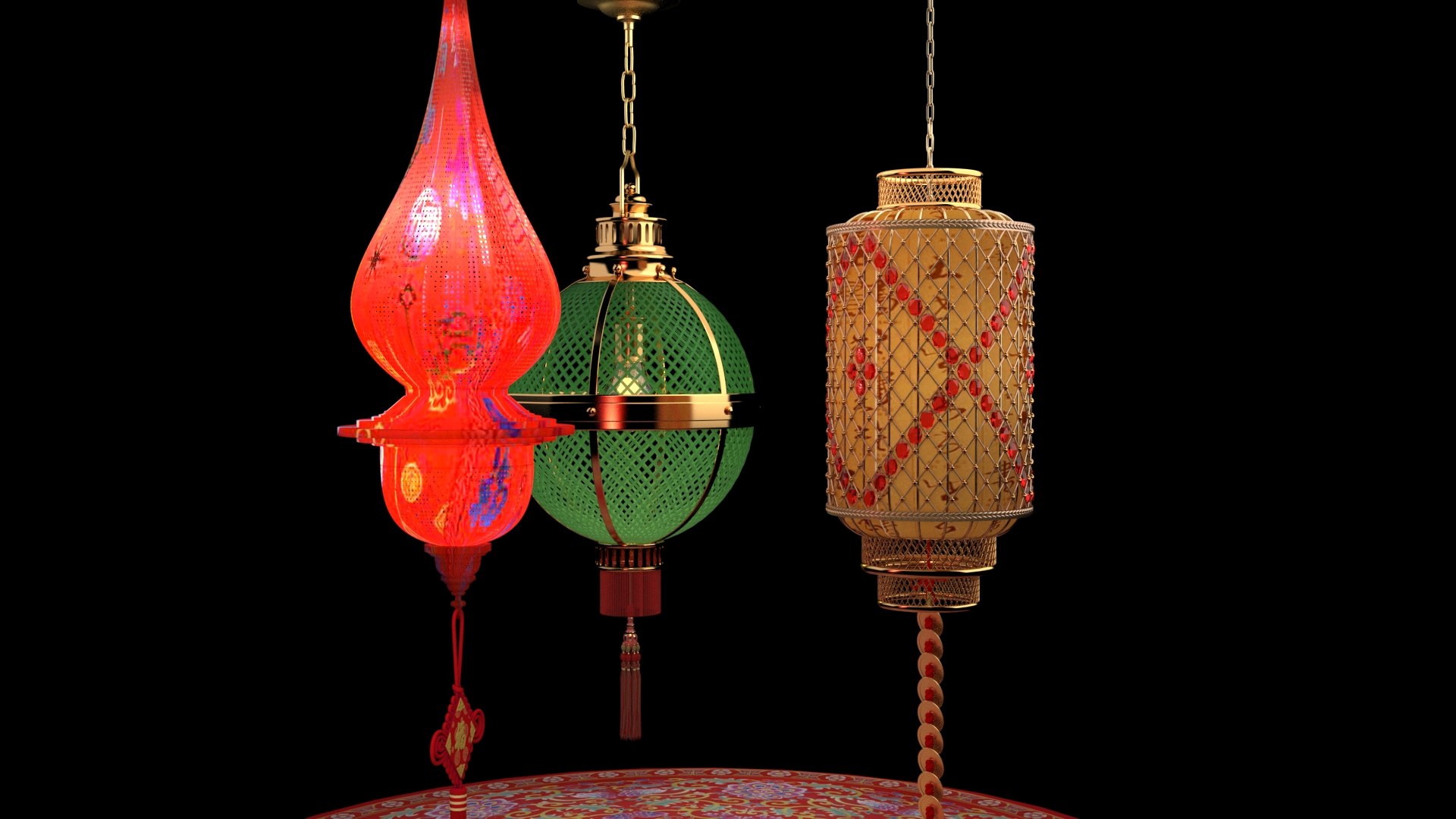 3D Model Chinese Red Lantern - TurboSquid 2492804