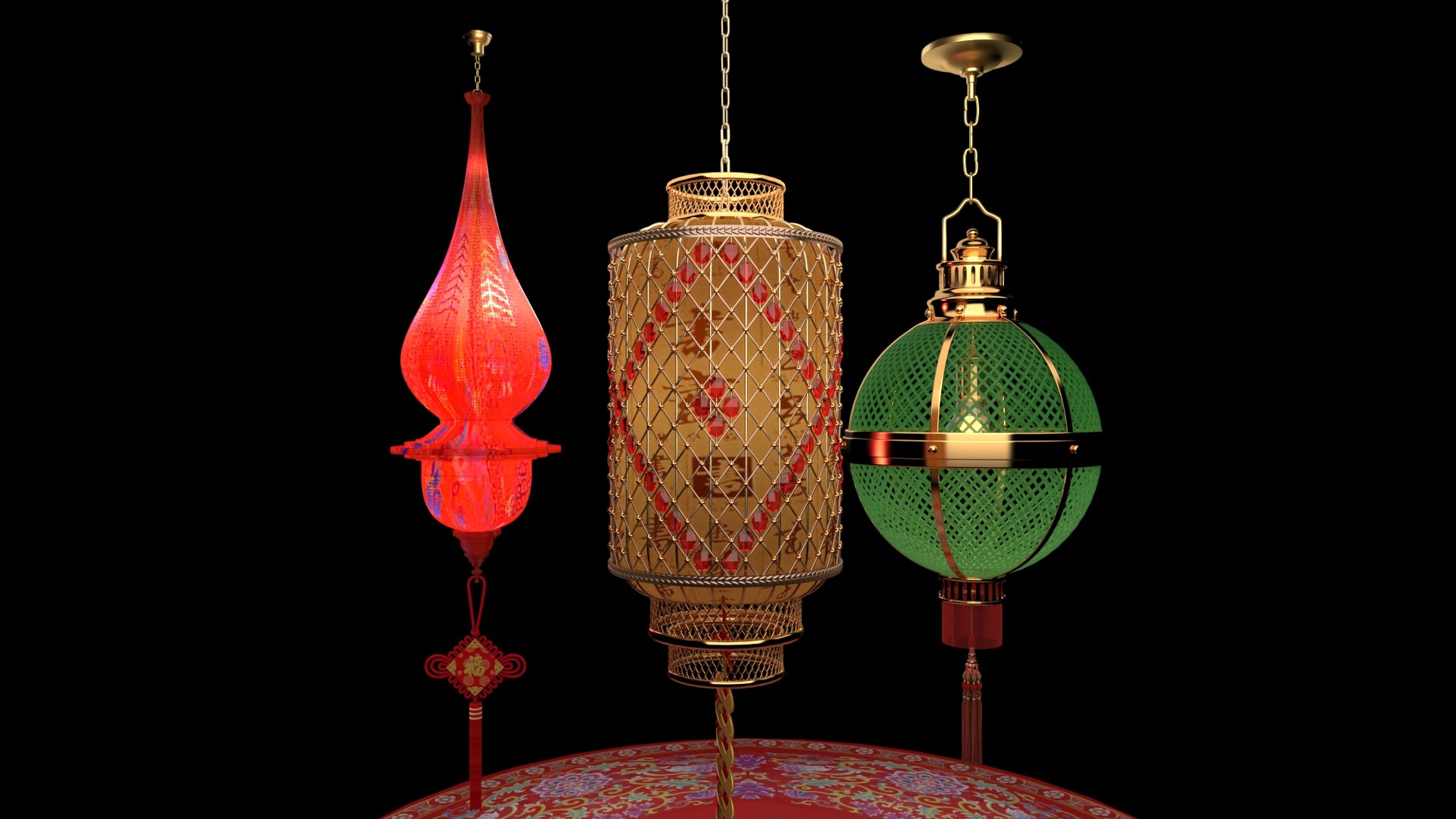 3D Model Chinese Red Lantern - TurboSquid 2492804