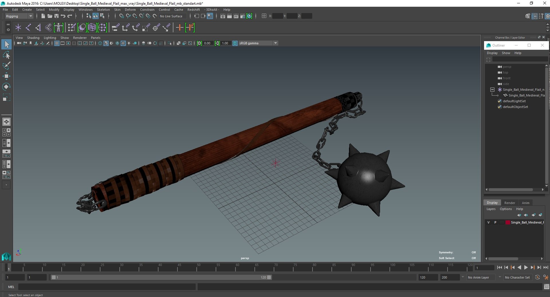 Single Ball Medieval Flail 3D - TurboSquid 2070789