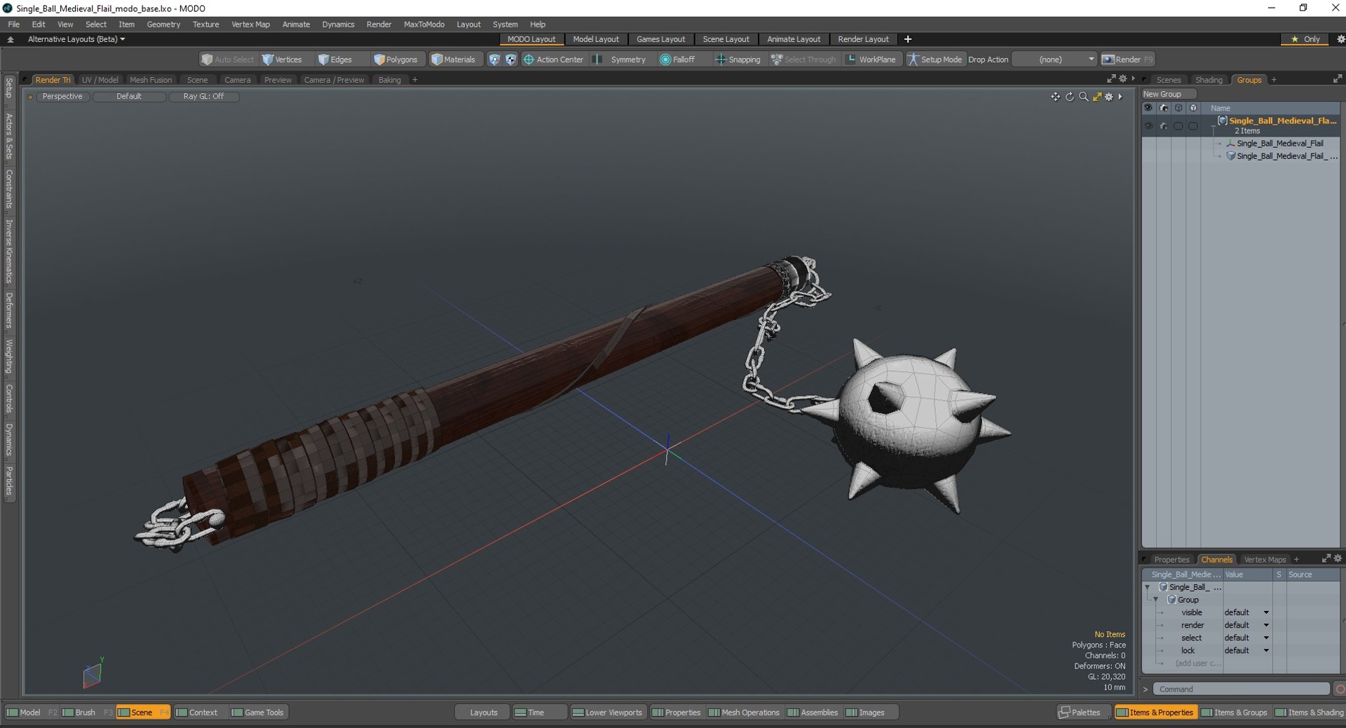 Single Ball Medieval Flail 3D - TurboSquid 2070789
