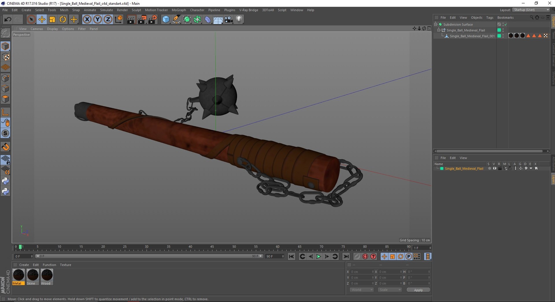 Single Ball Medieval Flail 3D - TurboSquid 2070789