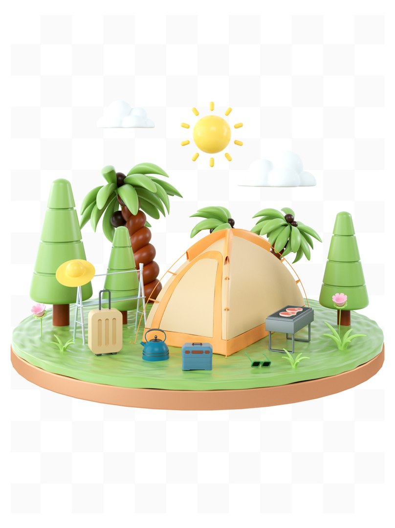 Creative spring travel 3D model - TurboSquid 2058728