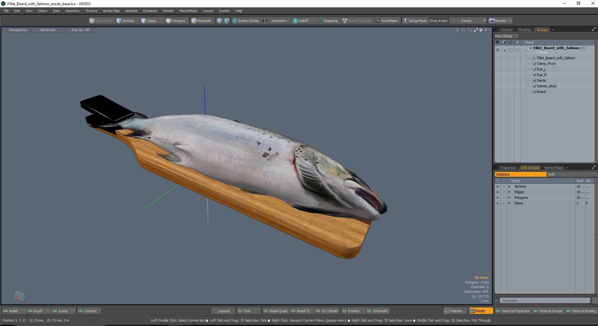 3D Fillet Board With Salmon - TurboSquid 2248694