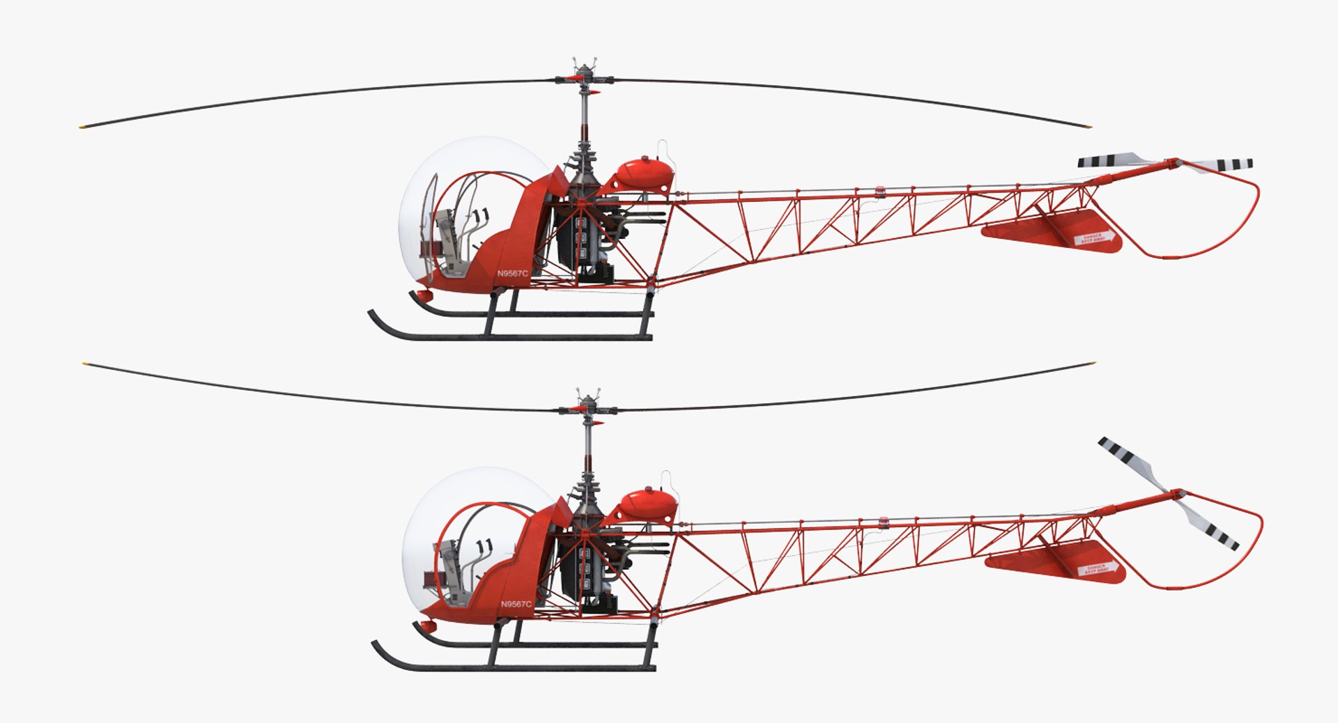 Light Helicopter Bell 47 3d Max