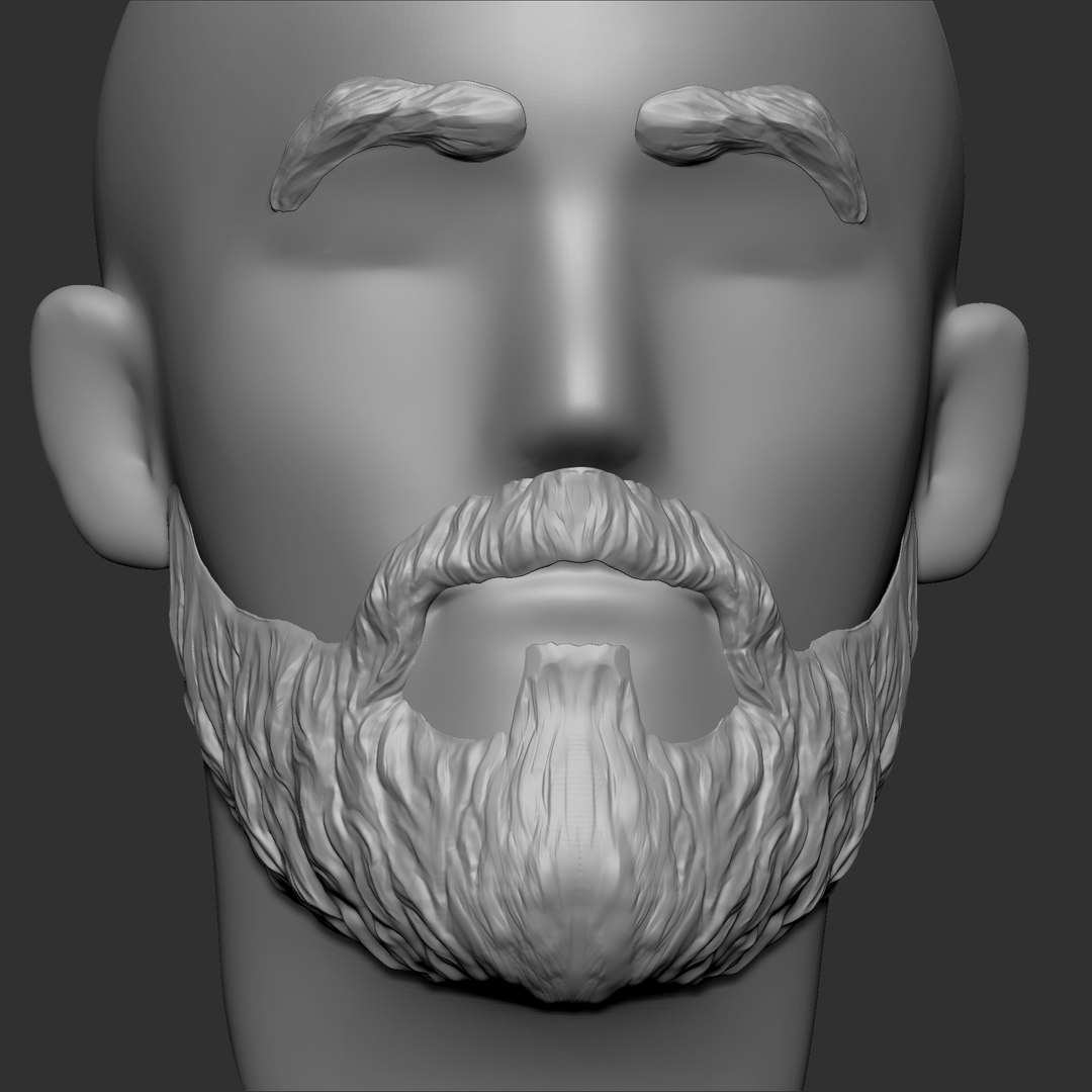 3D Beard Mustache Eyebrows Hairstyle - TurboSquid 1344147