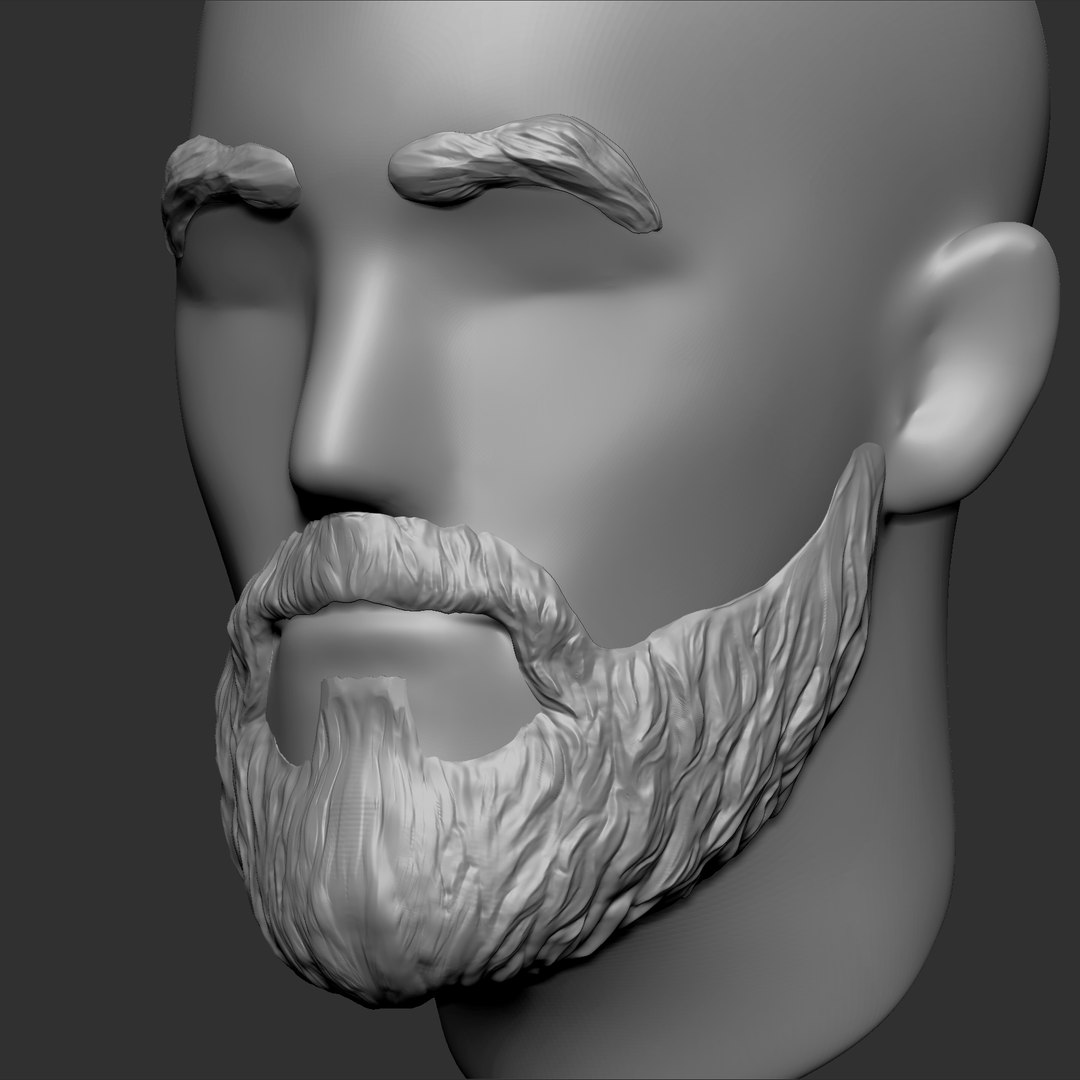 3D Beard Mustache Eyebrows Hairstyle - TurboSquid 1344147