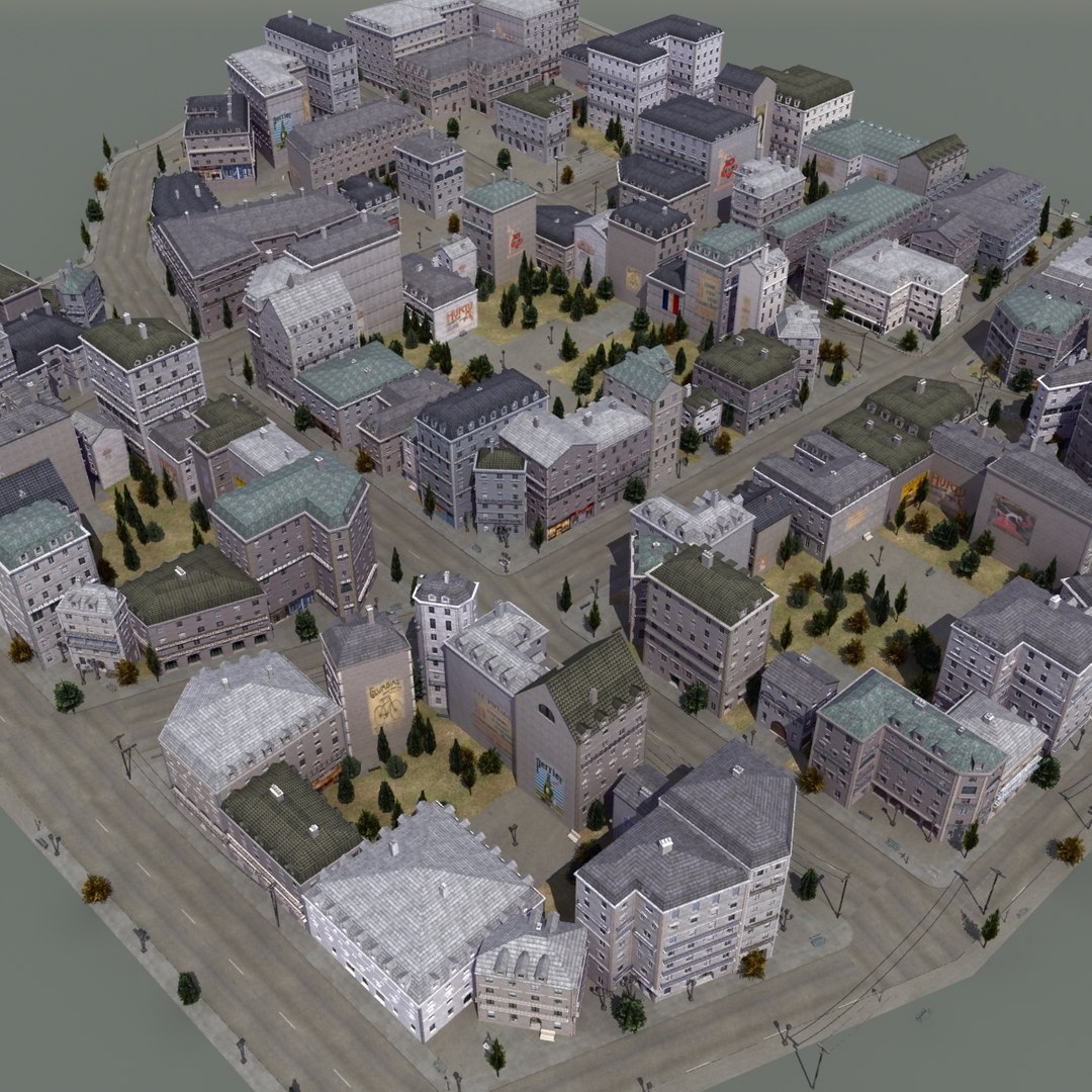 European City Street 3d Model