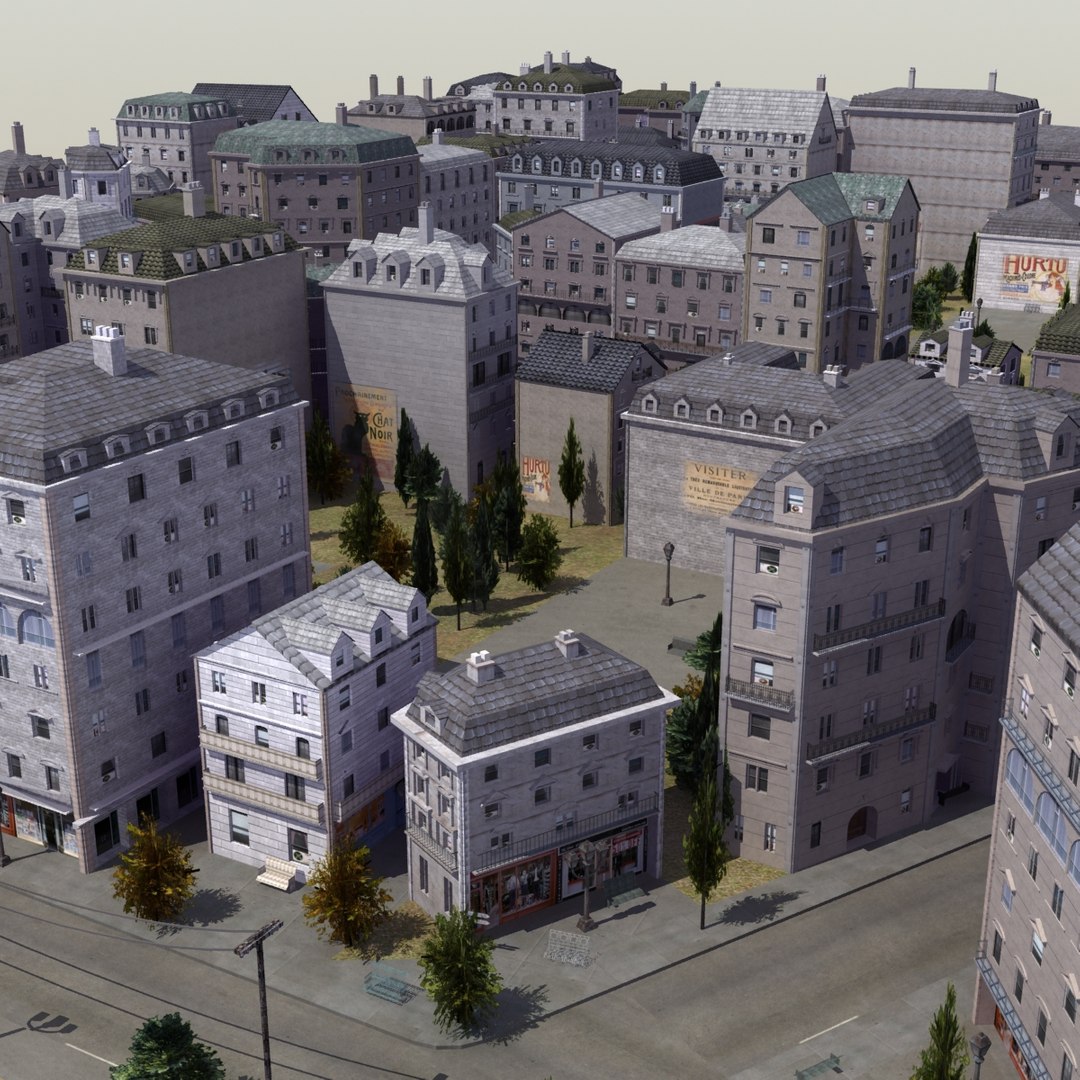 European City Street 3d Model