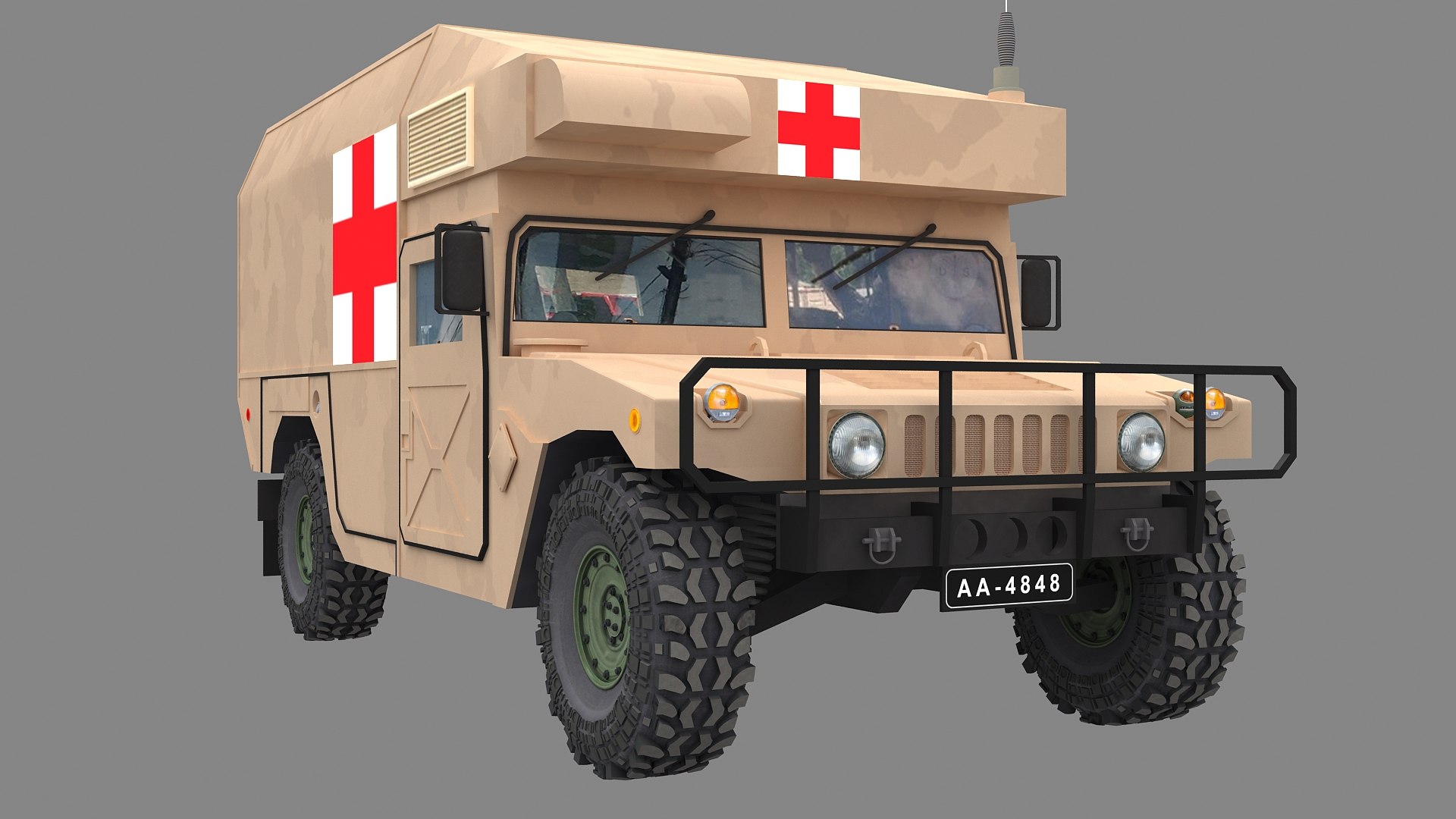 3D Low Poly Military Ambulance HMMWV M997 Model - TurboSquid 1871660