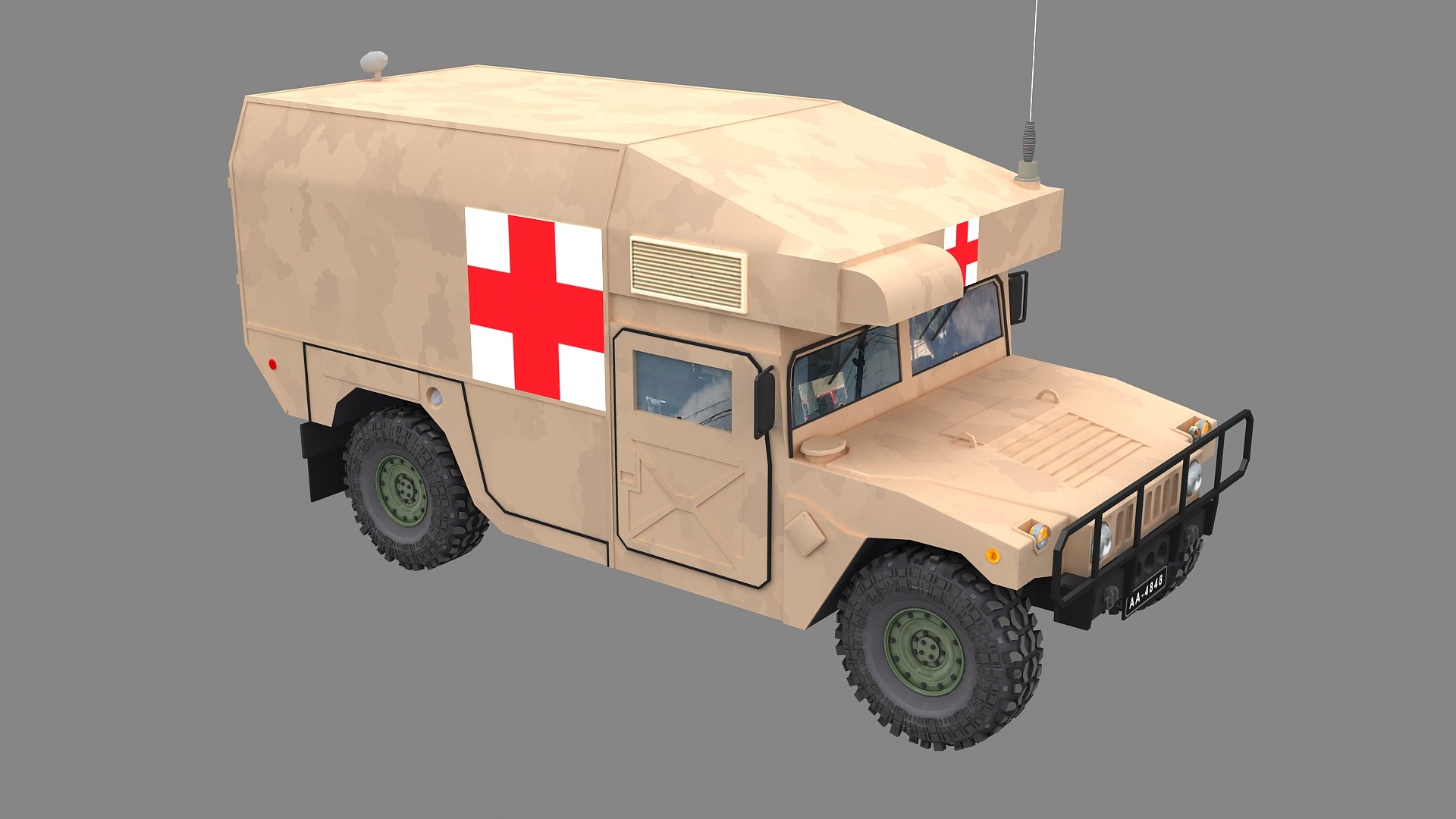 3D Low Poly Military Ambulance HMMWV M997 Model - TurboSquid 1871660
