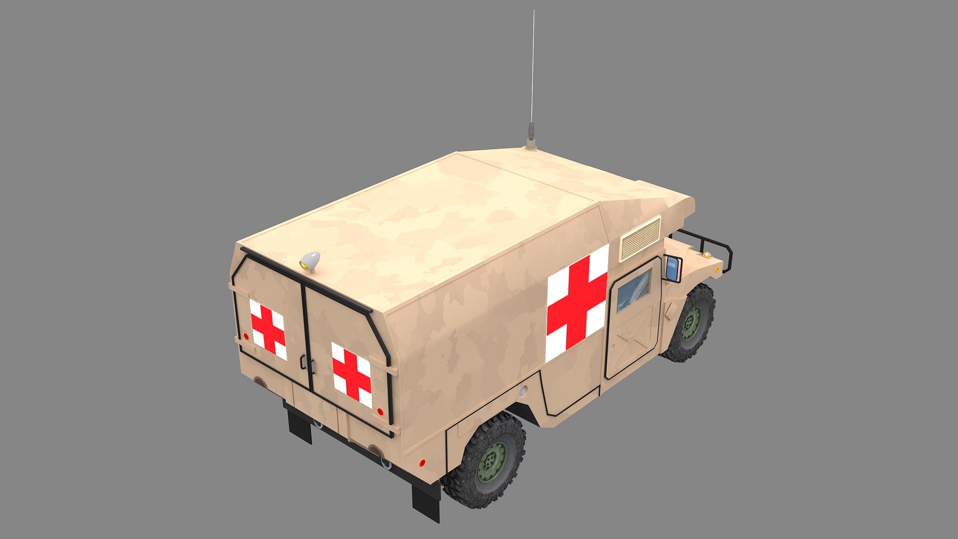 3D Low Poly Military Ambulance HMMWV M997 Model - TurboSquid 1871660
