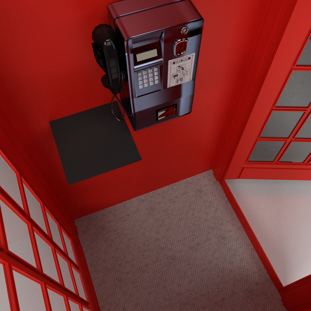 red phone booth 3d model