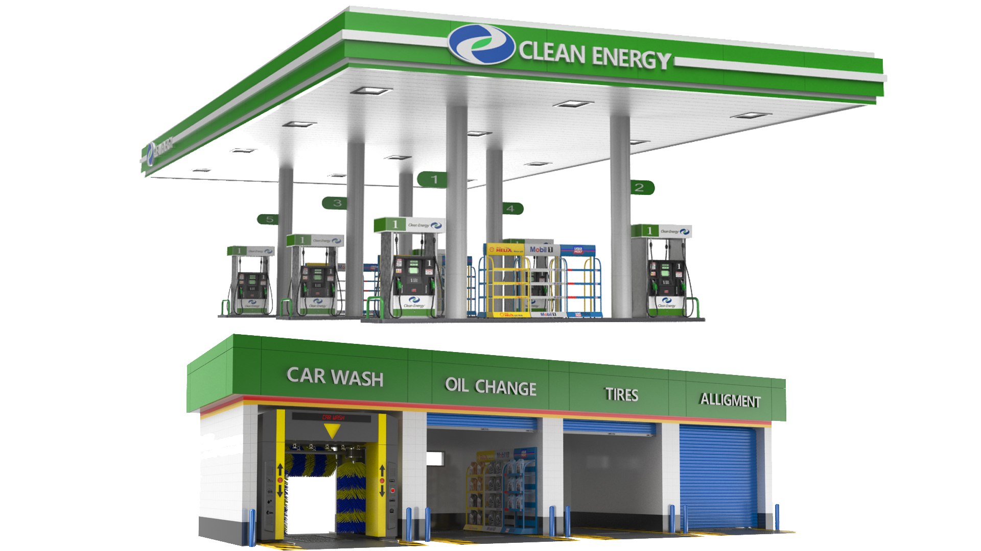 Two Detailed Gas Station Buildings 3D model - TurboSquid 2037674
