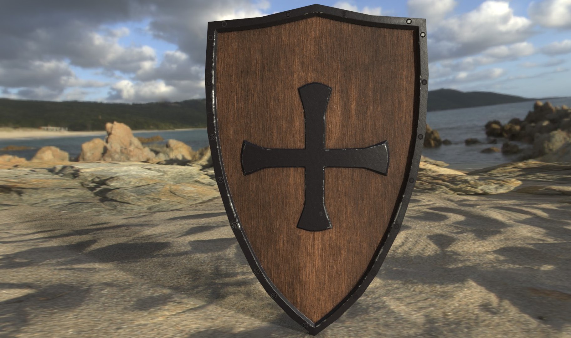 Medieval Crusader Shield Obj