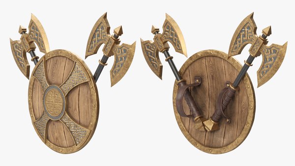 modelo 3d Escudo y hacha - TurboSquid 2396010