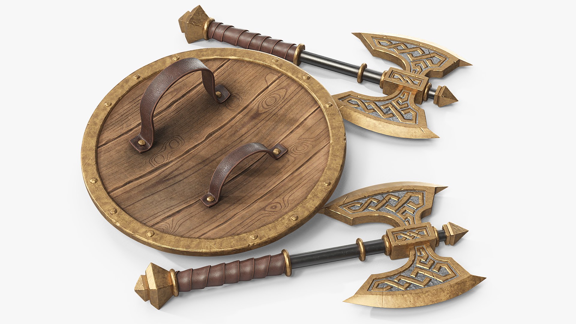 Shield And Axe 3D Model - TurboSquid 2396010