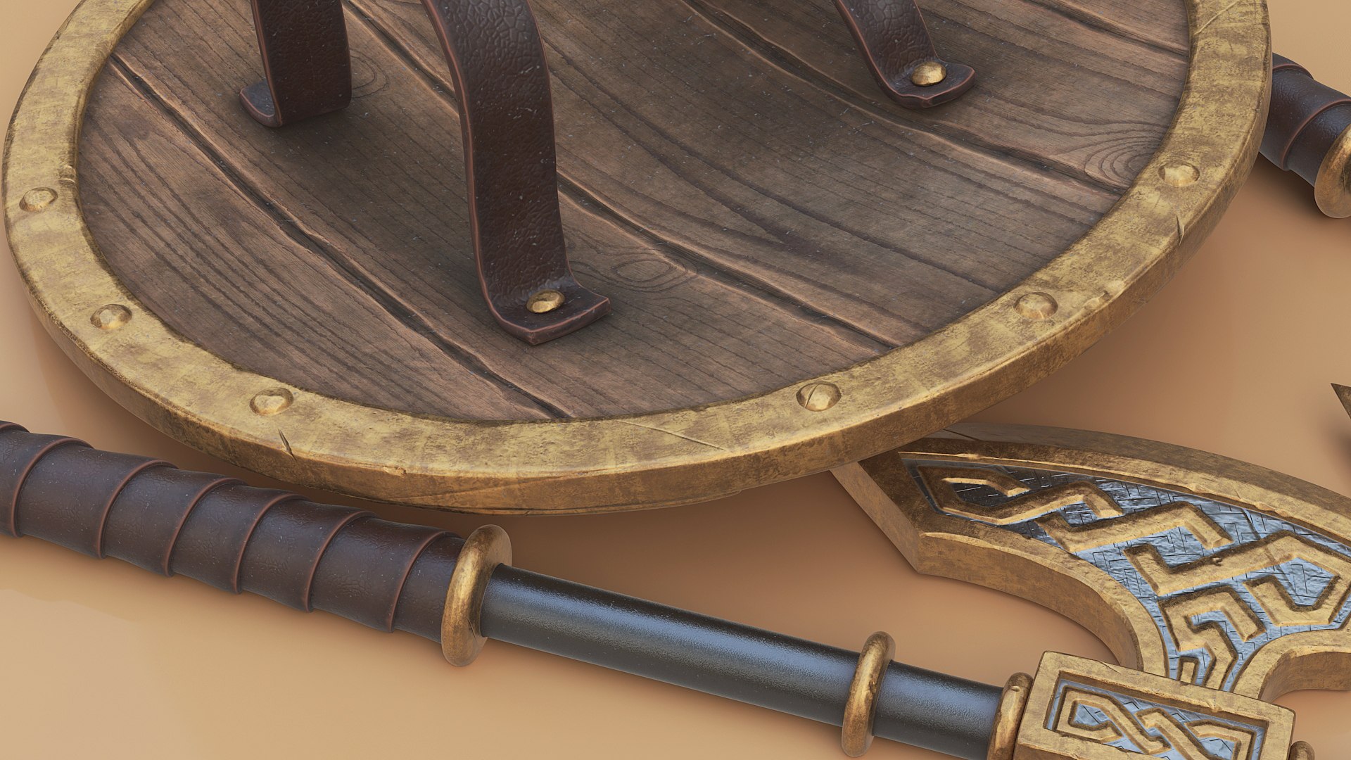 Shield And Axe 3D Model - TurboSquid 2396010